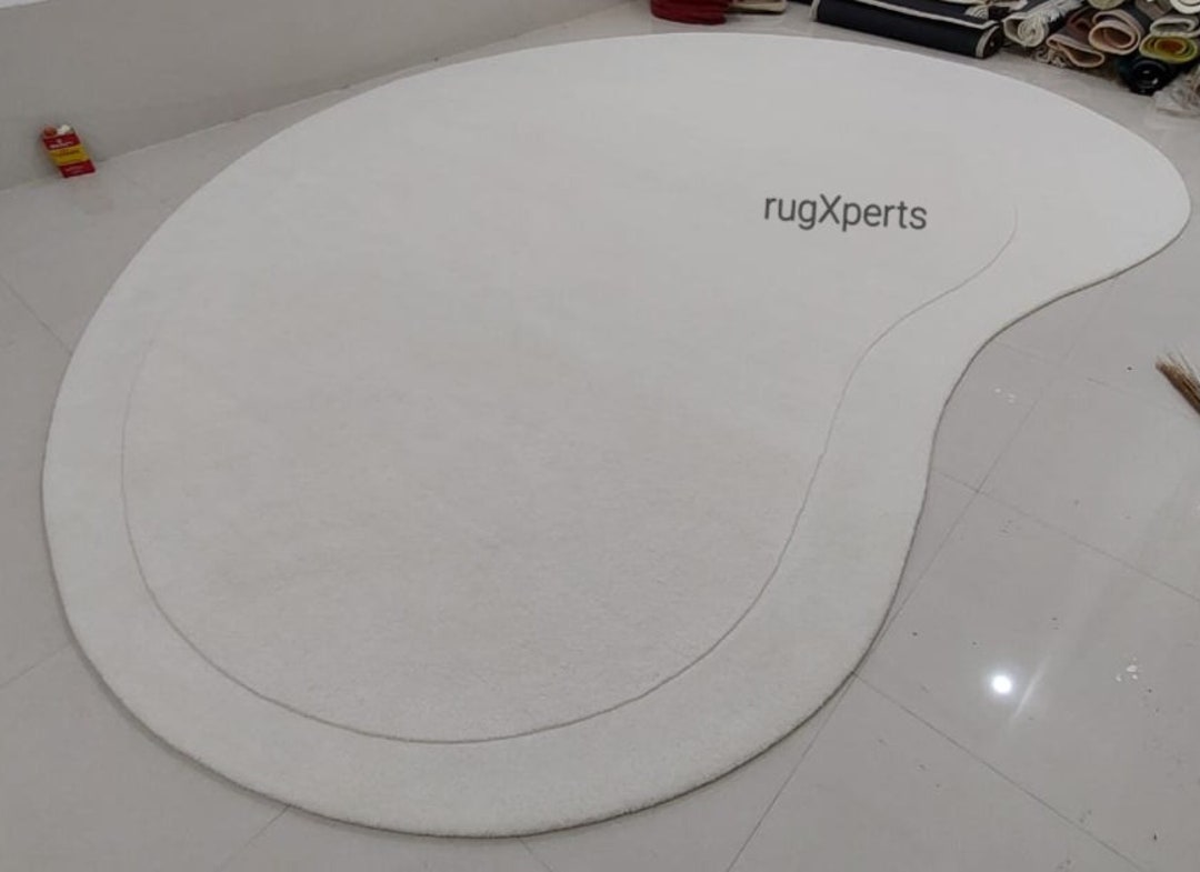 12x15 Ivory Kidney Shape Area Rug for Living Room , Bedroom Designer ...