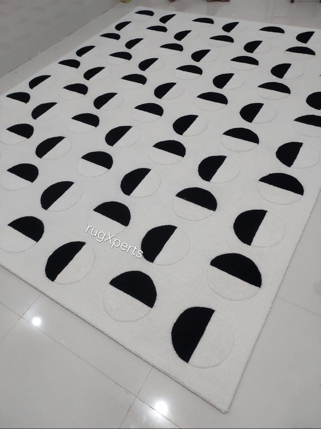 Premium Ivory White Black Moon Area Rug for Living Room Designer ...