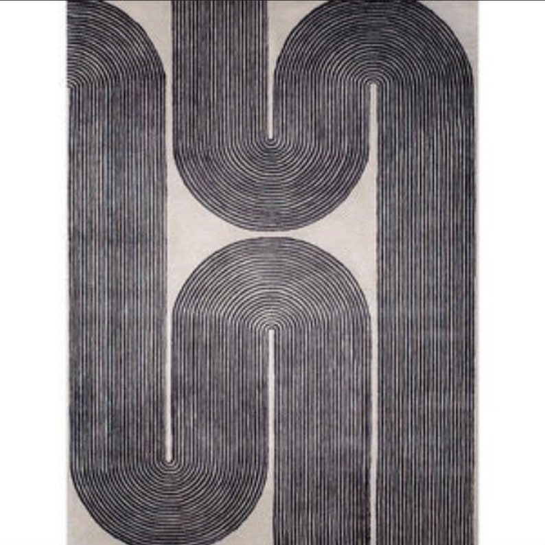 Modern Abstract Combed Curve Handmade Area Rug for Living Room - Etsy