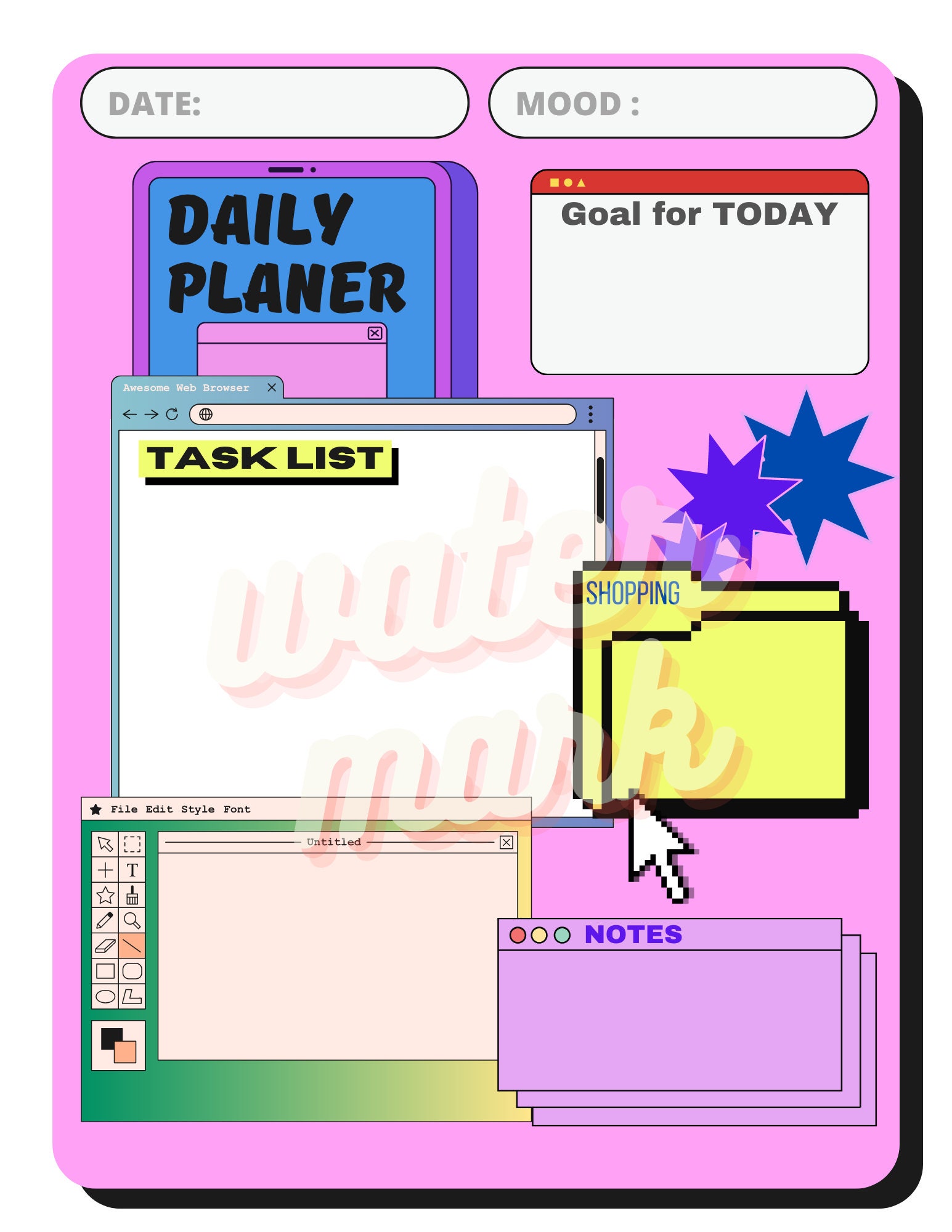 Aesthetic Y2K ADHD Planner PRINTABLE Adult ADHD Journal - Etsy