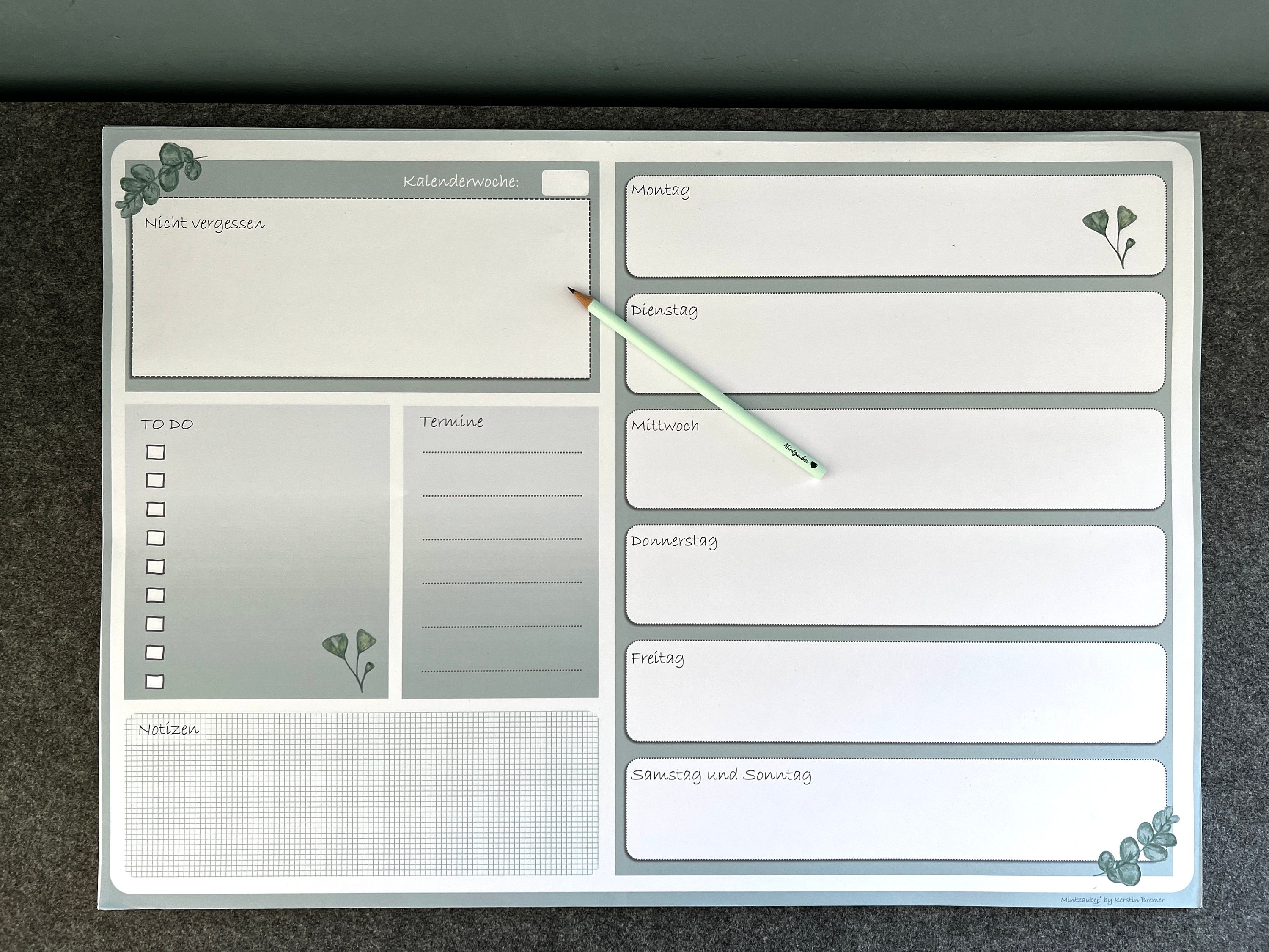 A2 Desk Pad Desk Pad Mint Green Coloring Pad Eucalyptus Home - Etsy