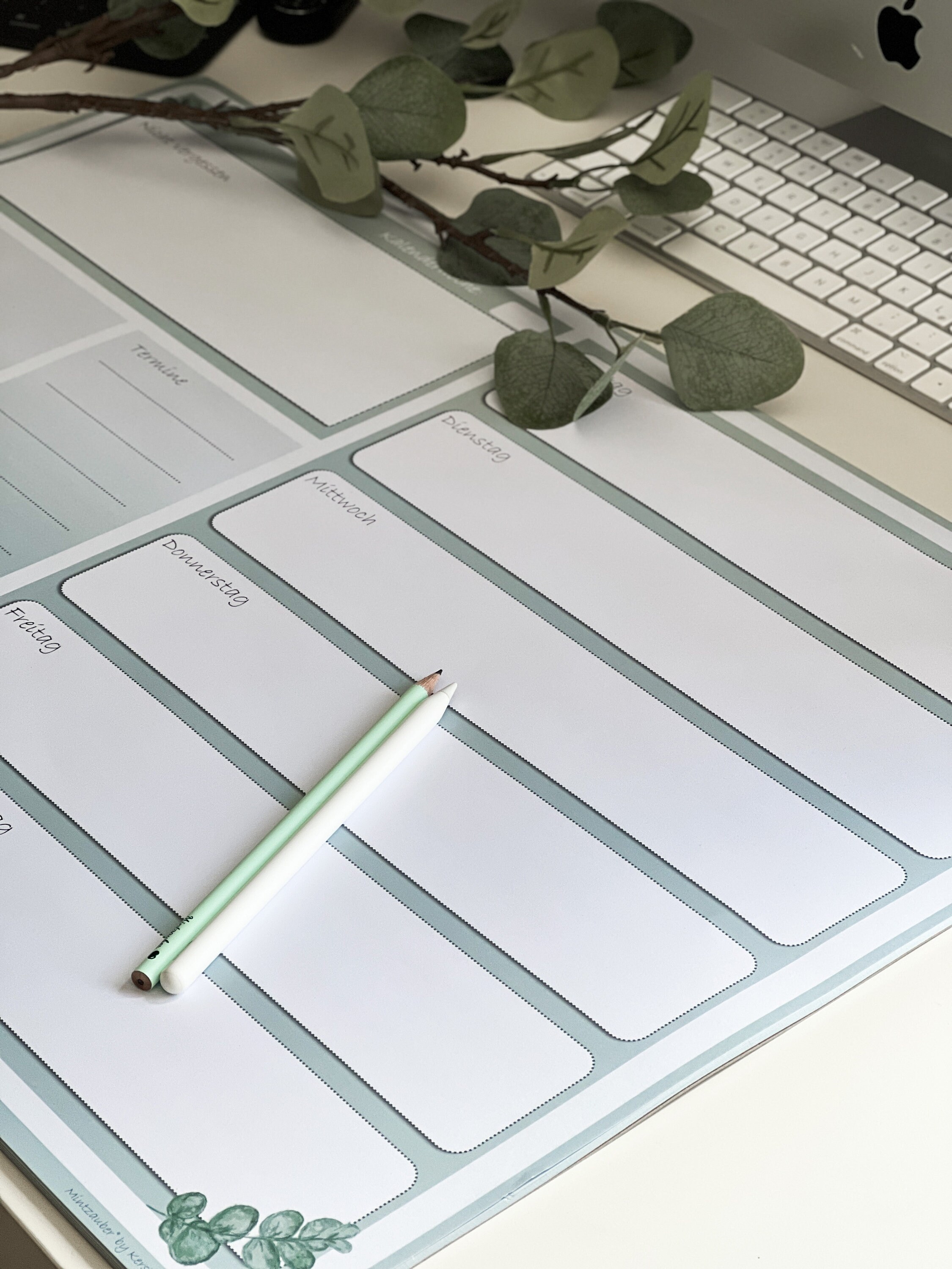 A2 Desk Pad Desk Pad Mint Green Coloring Pad Eucalyptus Home - Etsy