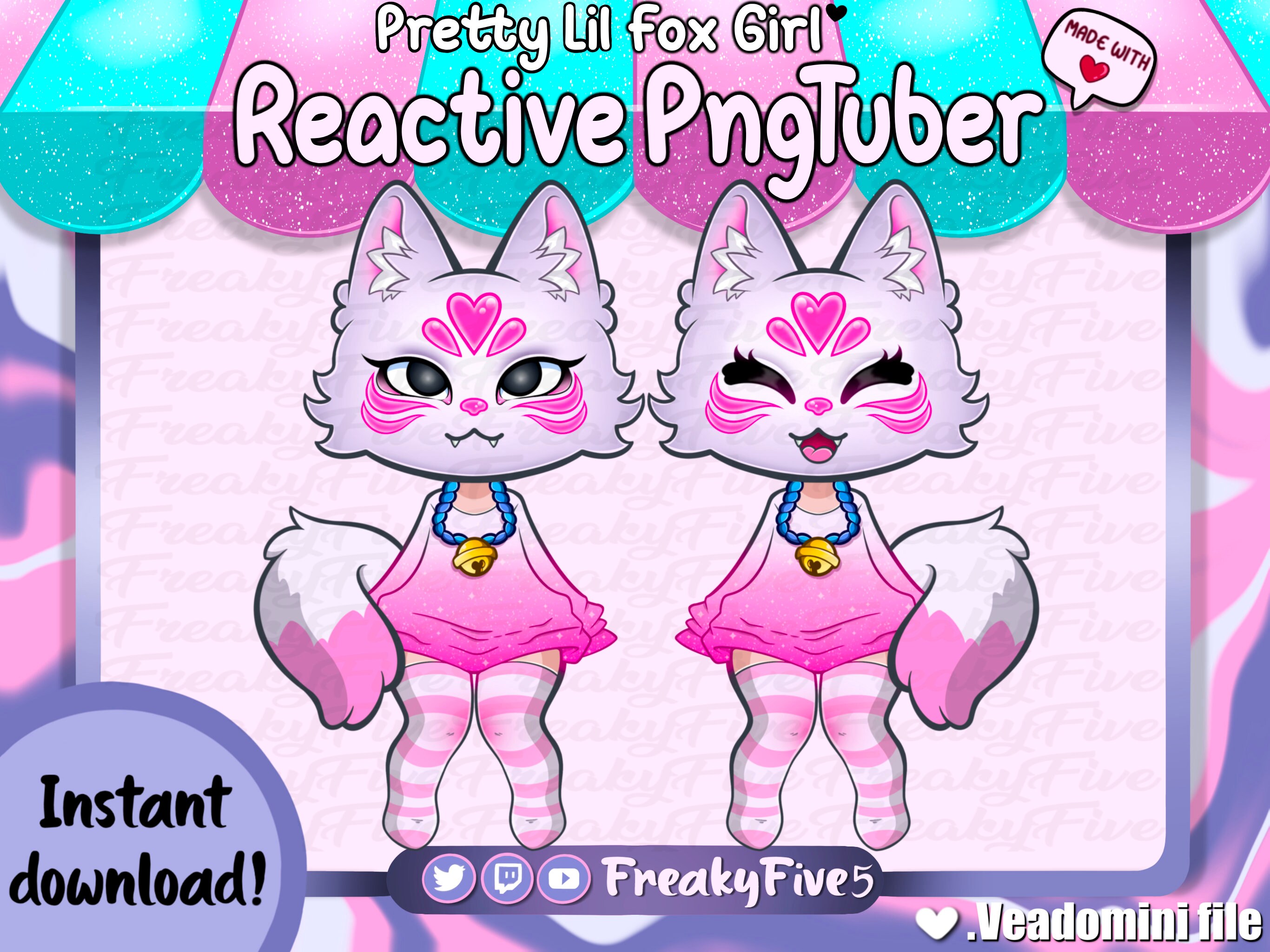 Adorable Kitsune Veadotuber for OBS / Streamlabs Cute Stream Avatar Fox ...