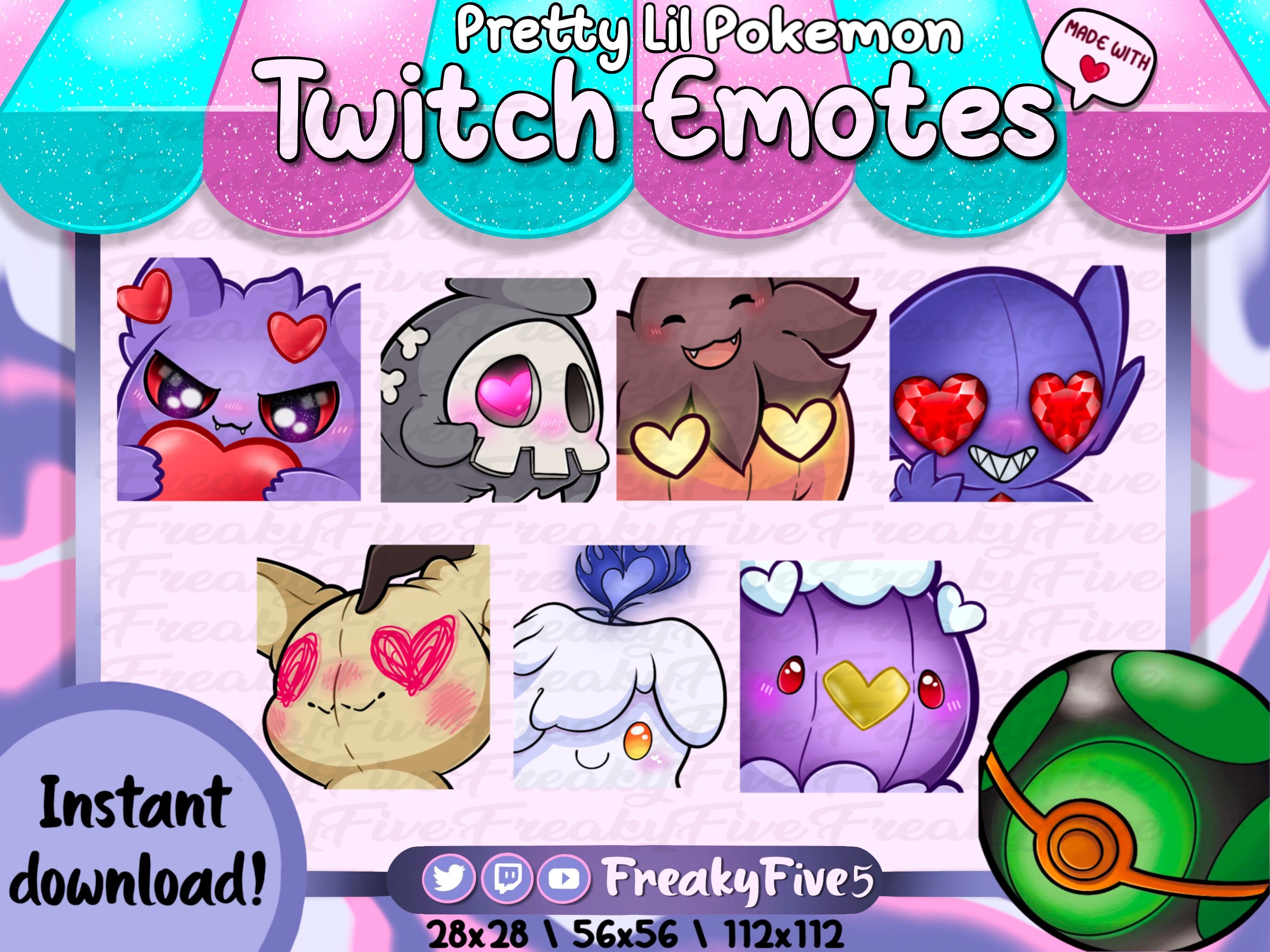 Valentine's Day Ghost Pokemon Emote Pack for Twitch and Discord Pokemon ...