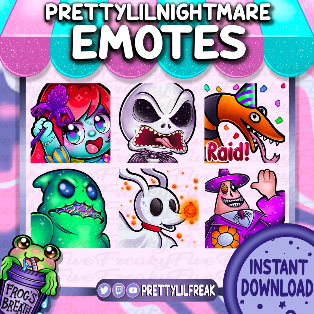 Nightmare Before Christmas Character Twitch Emote Pack Halloween Emotes ...