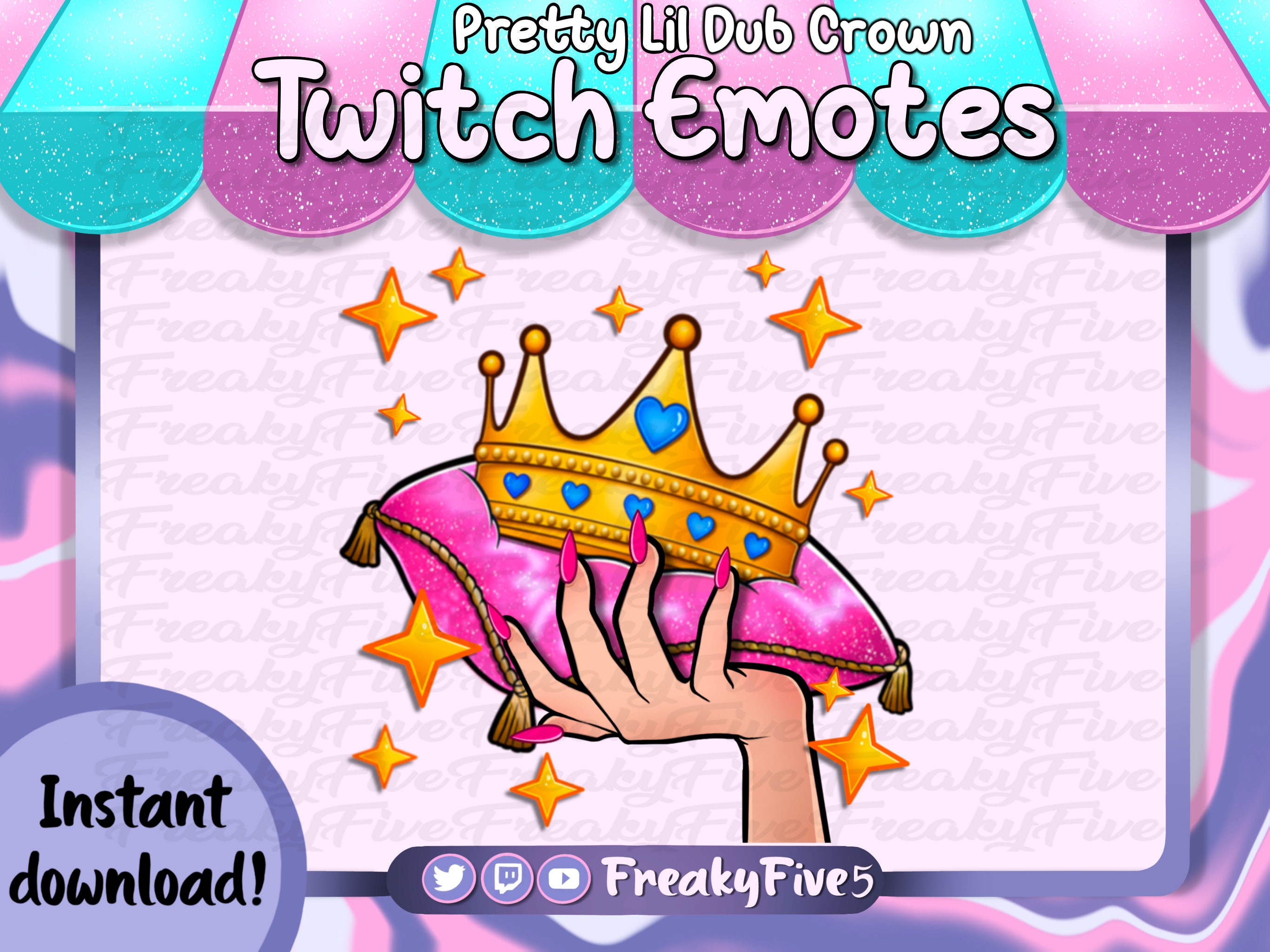 Golden Crown of Victory Emote Rule Your Twitch Stream version Pink Cute ...