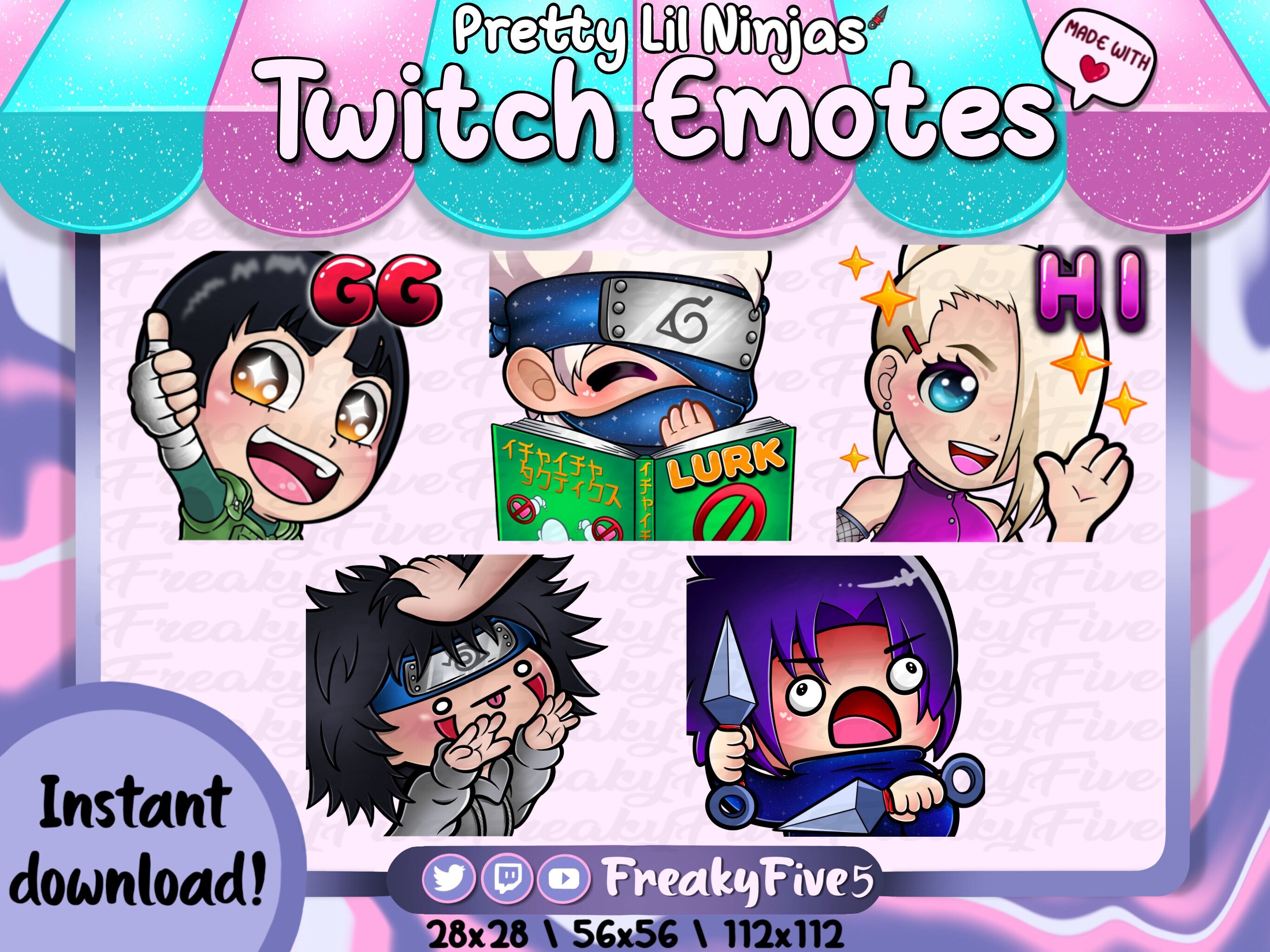 Ninja Anime Character Pack 2 Emotes for Twitch and Discord - Etsy