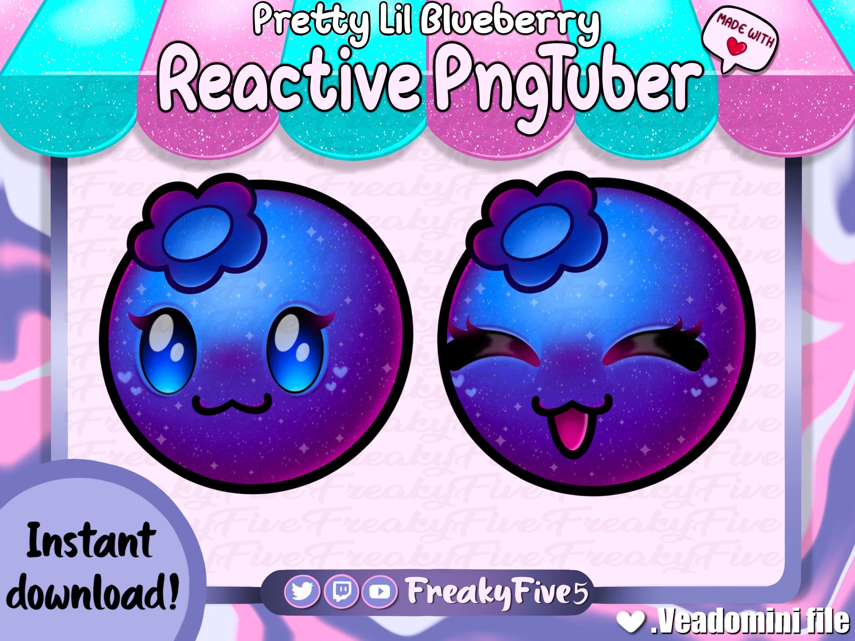 Adorable Blueberry Veadotuber for OBS / Streamlabs Cute Stream Avatar ...
