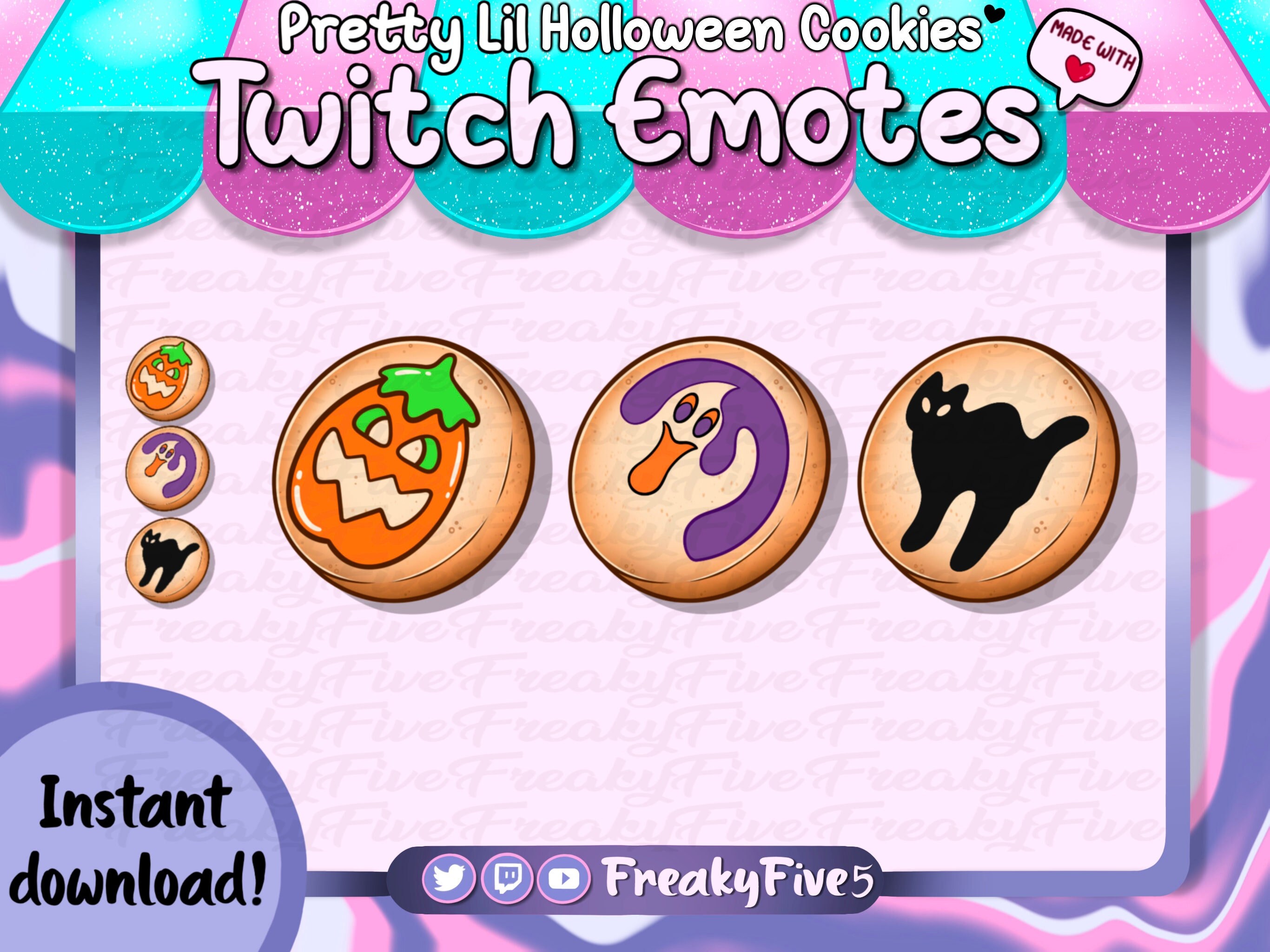 Spooky Halloween Cookie Emotes & Sub Badges Pack for Twitch and Discord ...