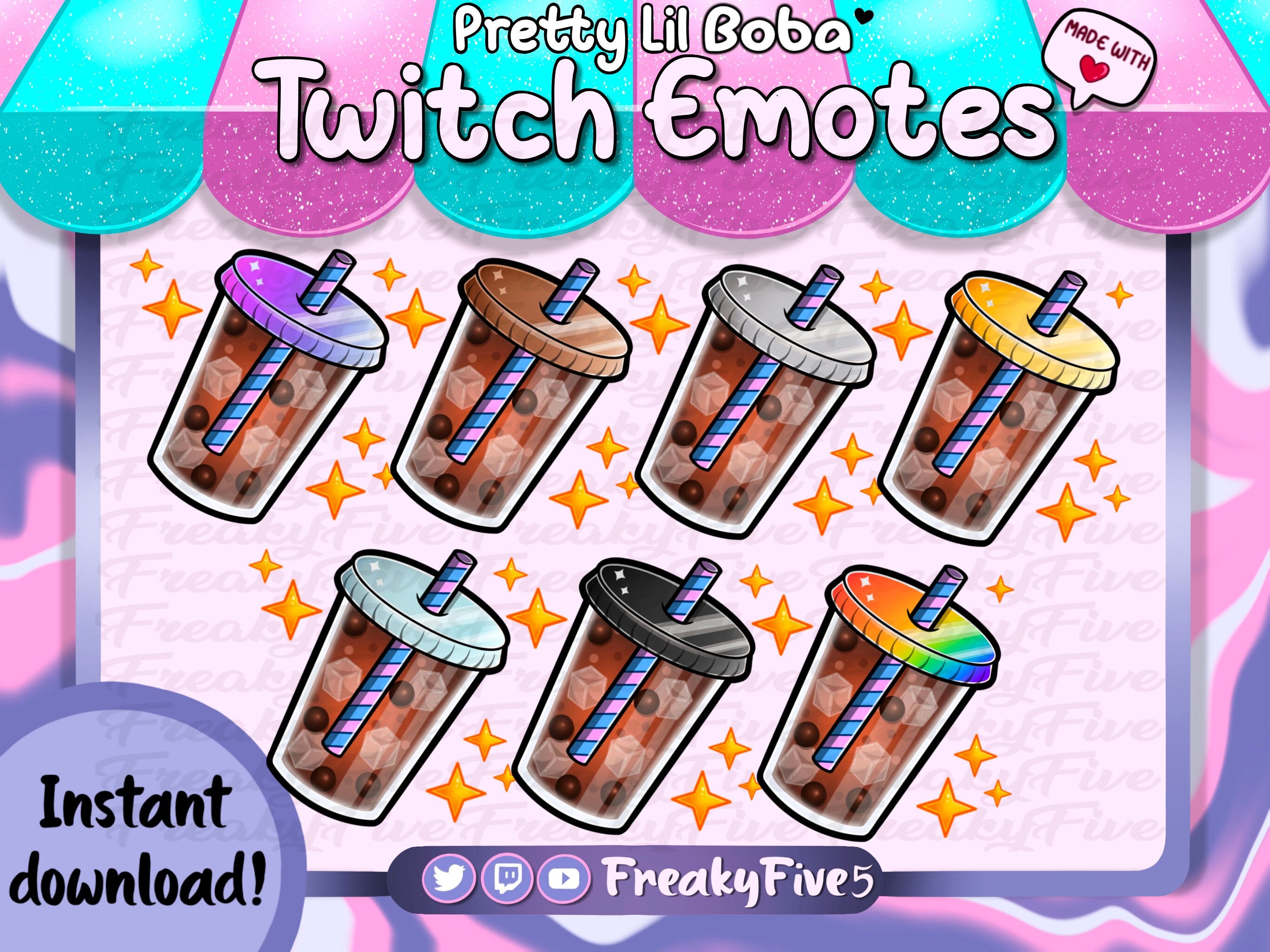 Boba Emotes and Sub Badge Pack for Twitch and Discord Boba Sub Badges ...