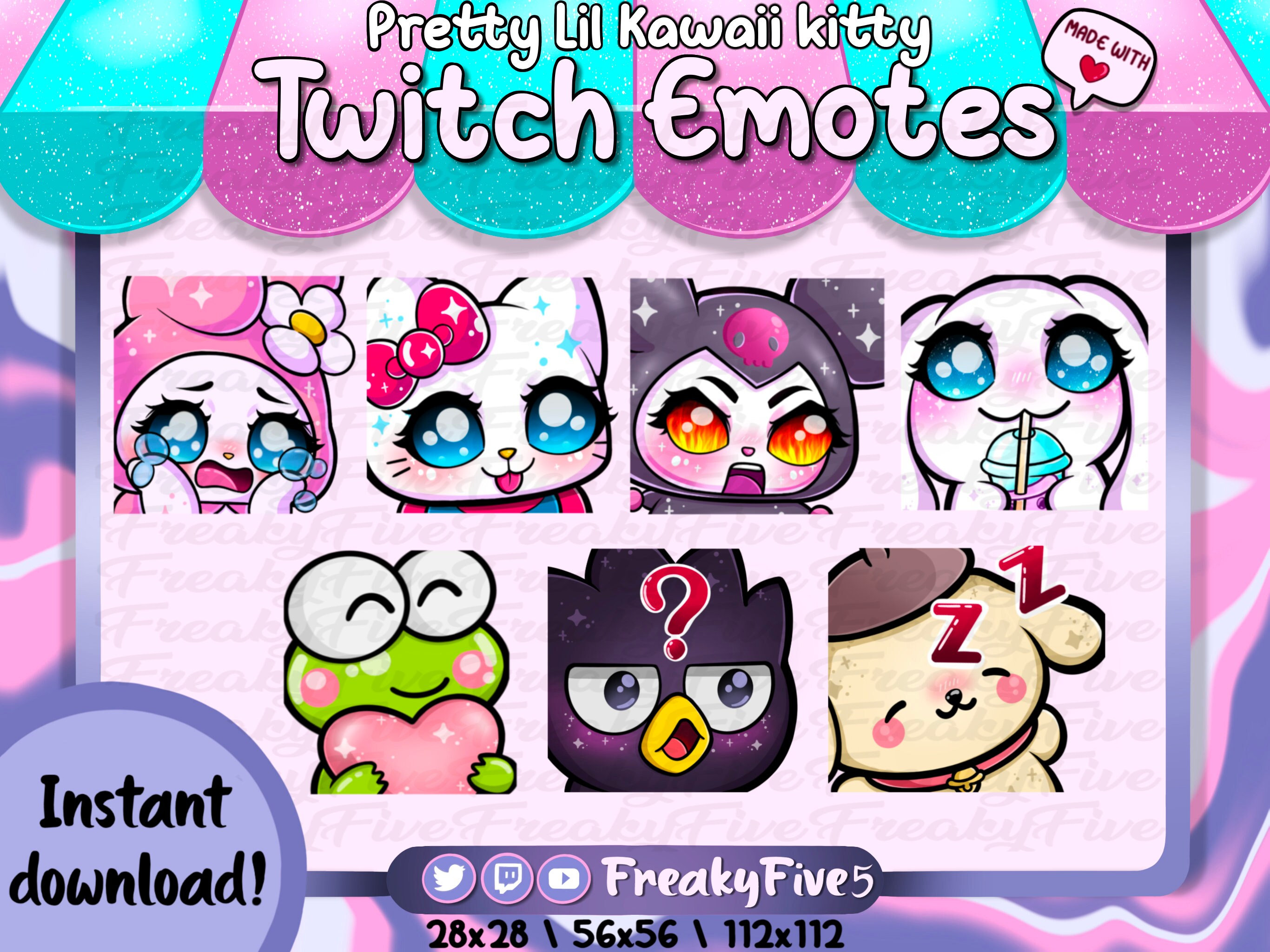 Plushie Kawaii Kitty Character Emote Pack for Twitch Streams - Etsy