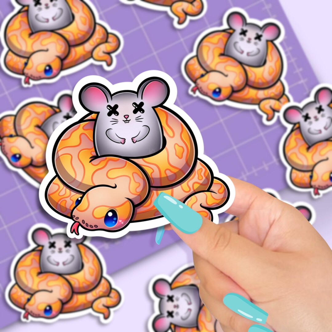 Adorable Ball Python and Mouse 3" Vinyl Sticker | Reptile Stickers ...