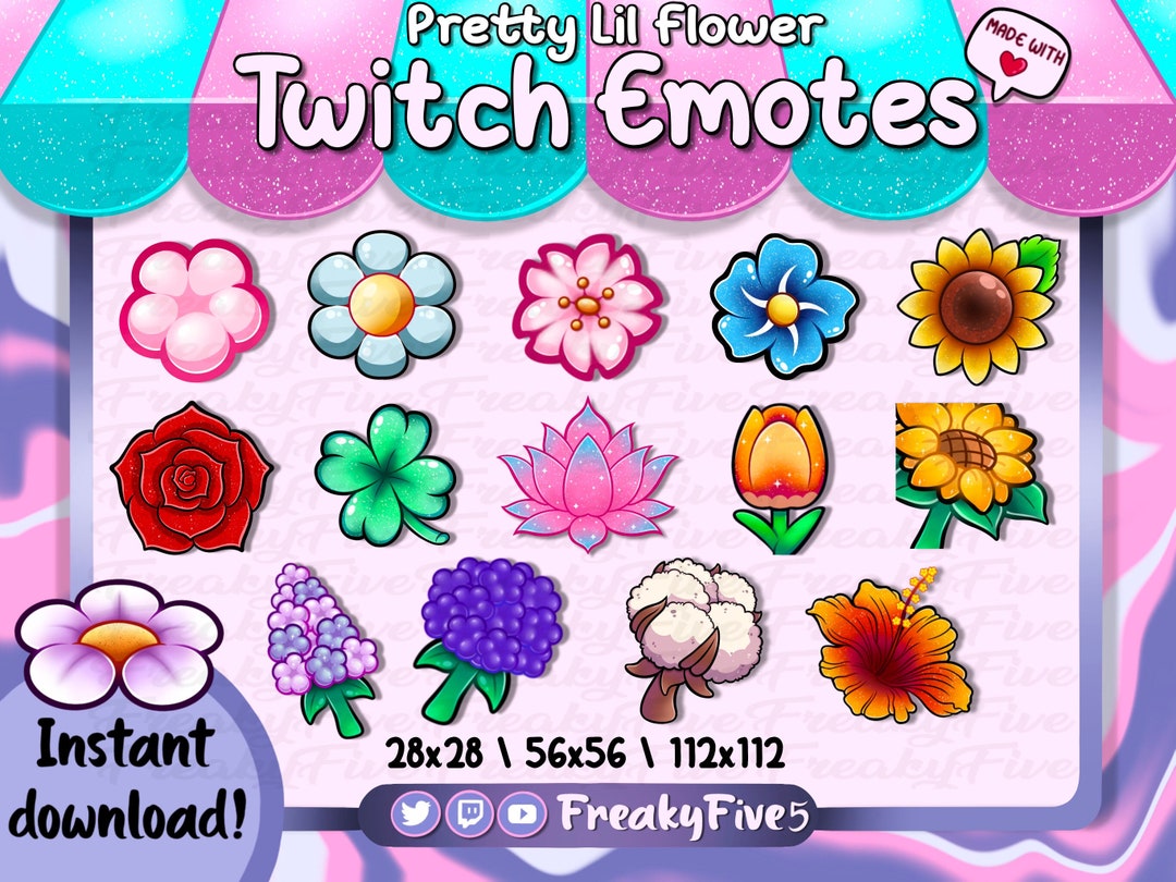 Flower Emote & Sub Badge MEGA Pack for Twitch and Discord! Flower Sub ...