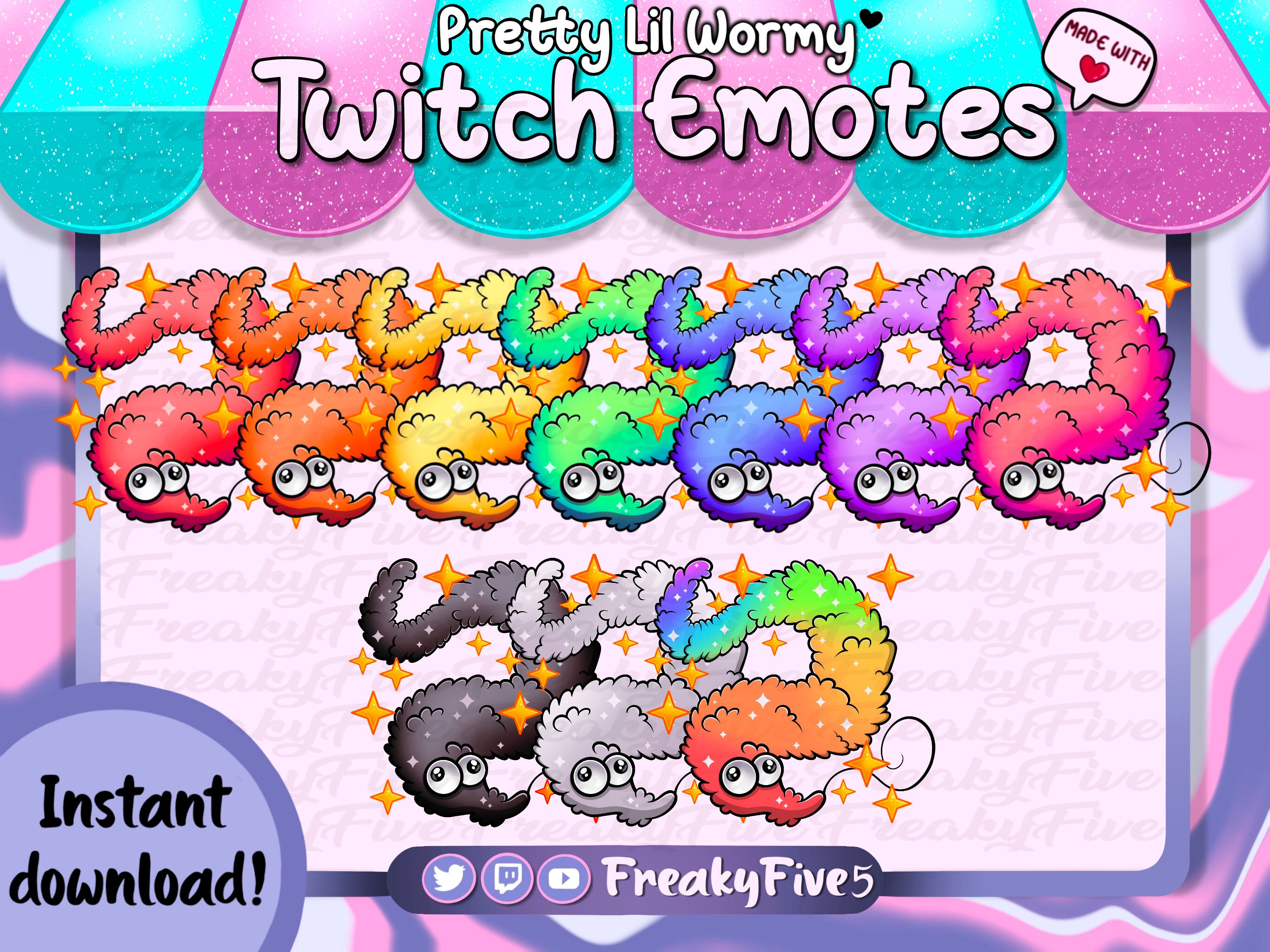 Worm on a String Emote and Sub Badge Pack for Twitch and Discord String ...