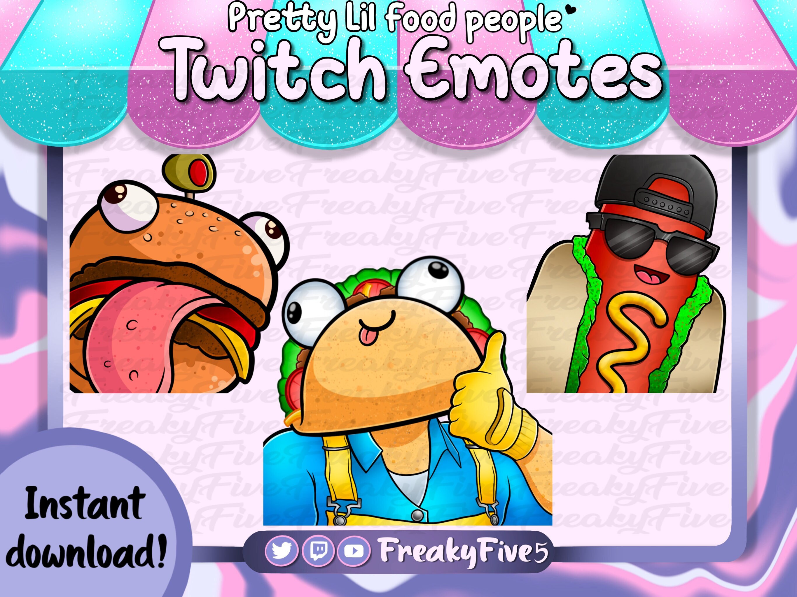 Food Character Pack Food Fun Emotes for Epic Twitch Streams Cute ...