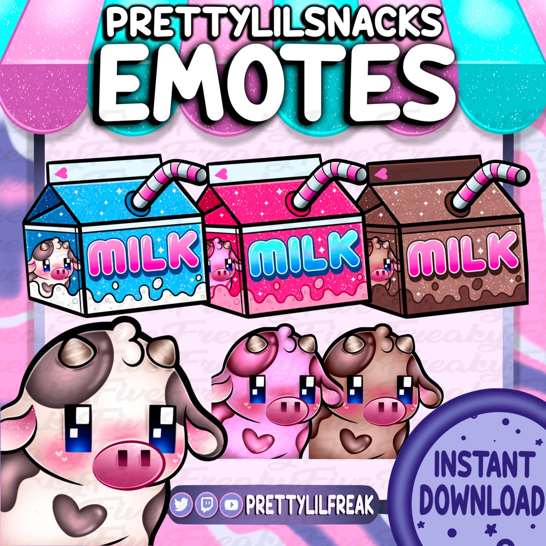 Udderly Adorable Cow and Milk Emote Pack for Twitch! Cute Discord ...