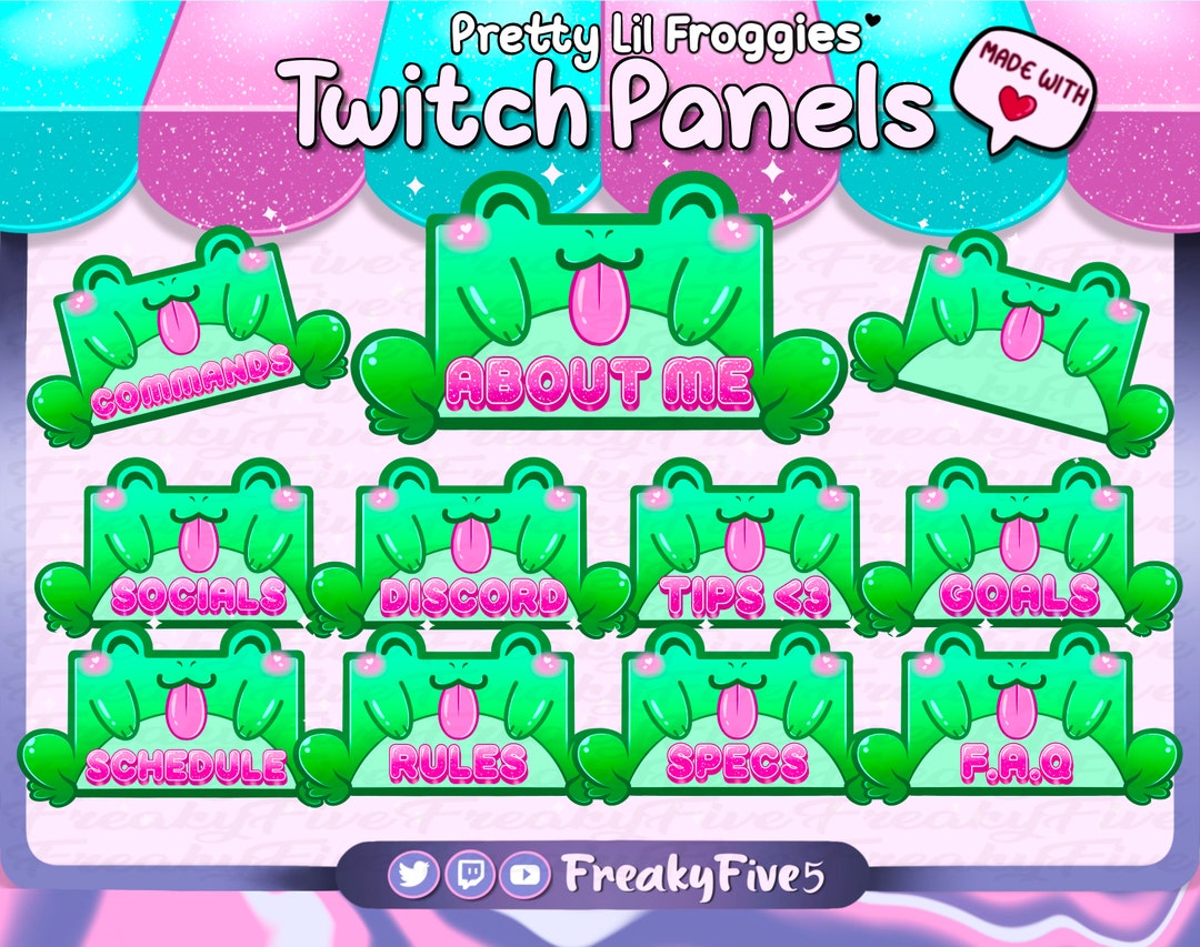 Kawaii Frog Twitch Panels Pack Cute Panels for Your Twitch Stream Cute ...