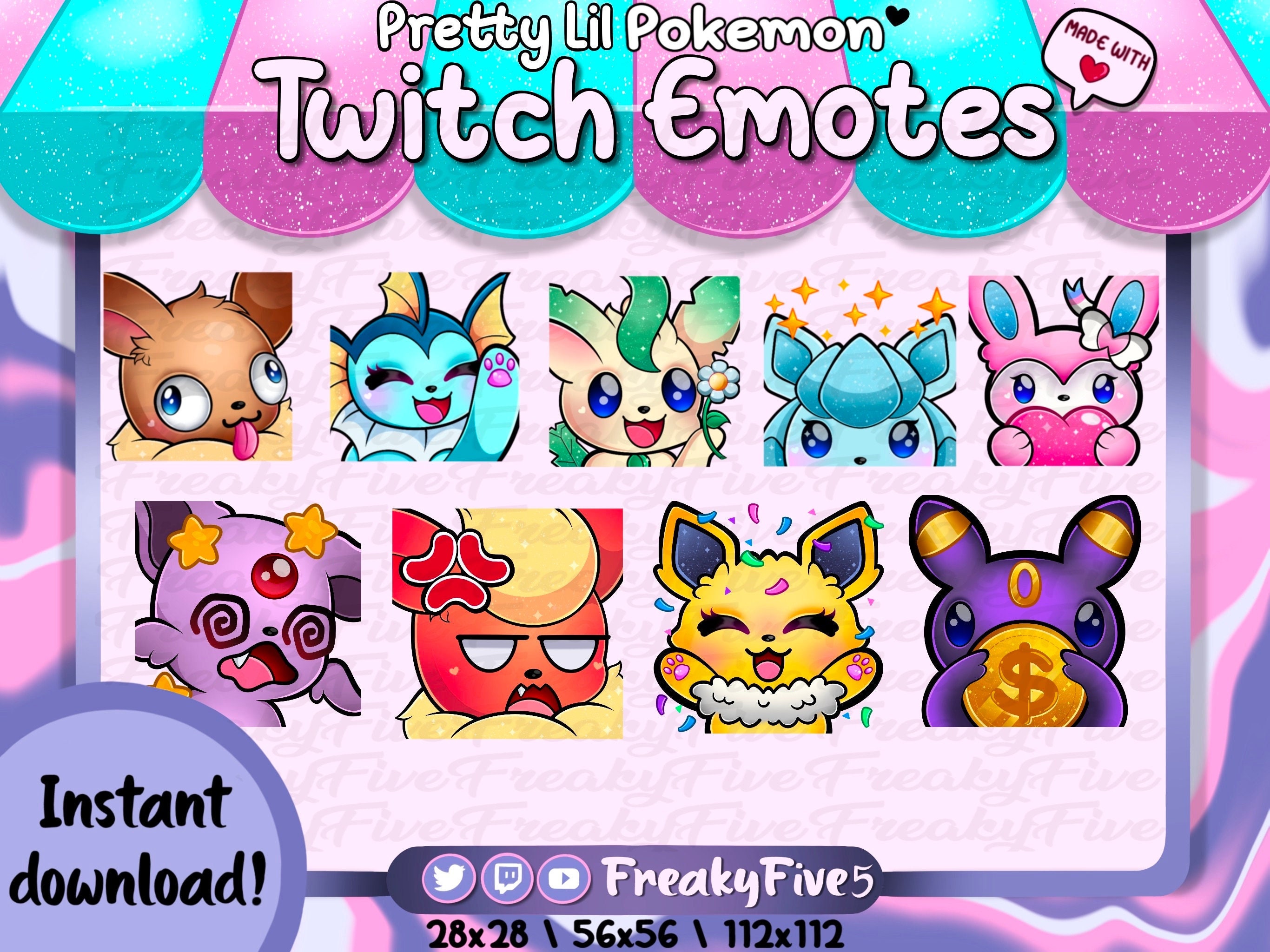 Eevee Evolution Pokemon Emote Pack for Twitch and Discord - Etsy