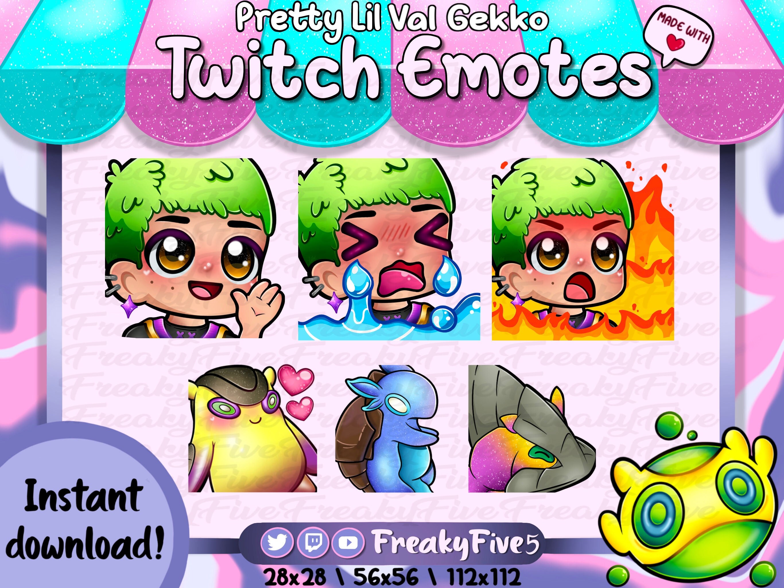 Valorant Gekko Emote Pack Cute and Expressive Twitch and Discord Emotes ...