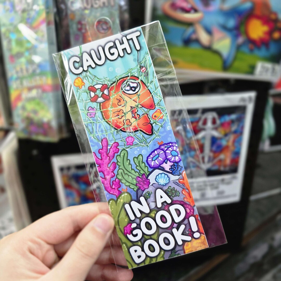 SHRIMP Bookmark, “caught in a Good Book ” Bookish Gift, Ocean, Sea ...