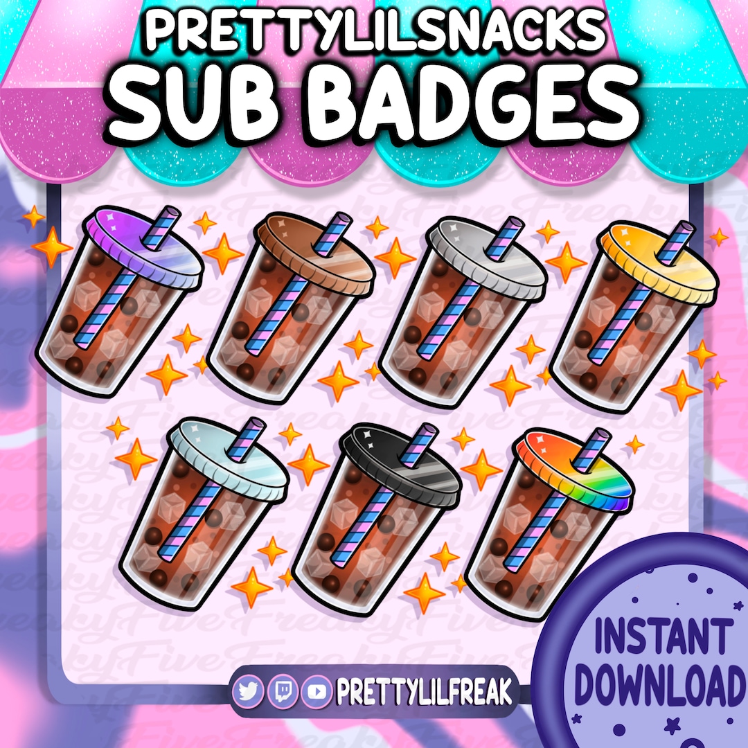 Boba Emotes and Sub Badge Pack for Twitch and Discord! Boba Sub Badges ...