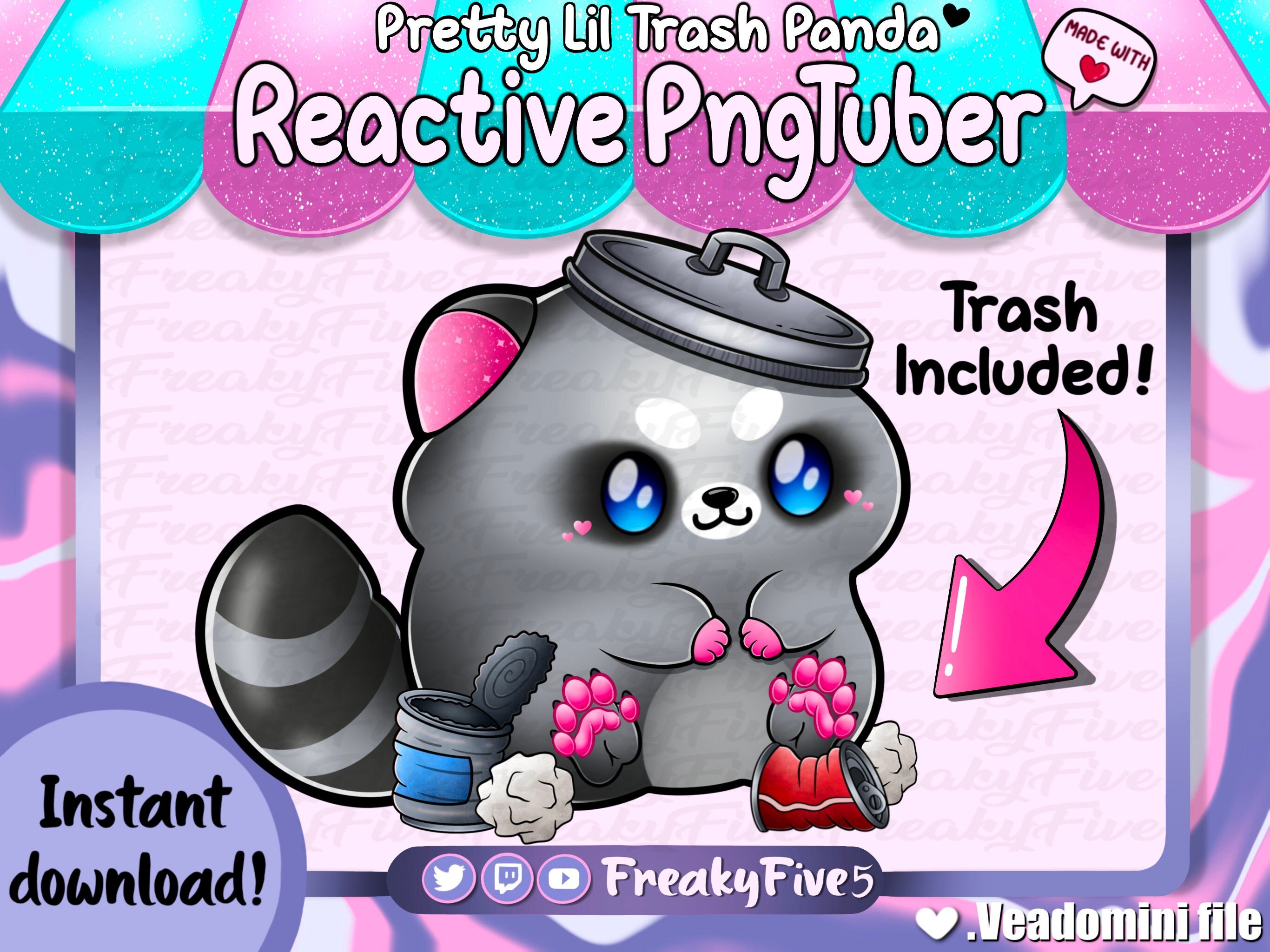 Trash Panda Raccoon Veadotuber for OBS / Streamlabs! Cute Stream Avatar ...