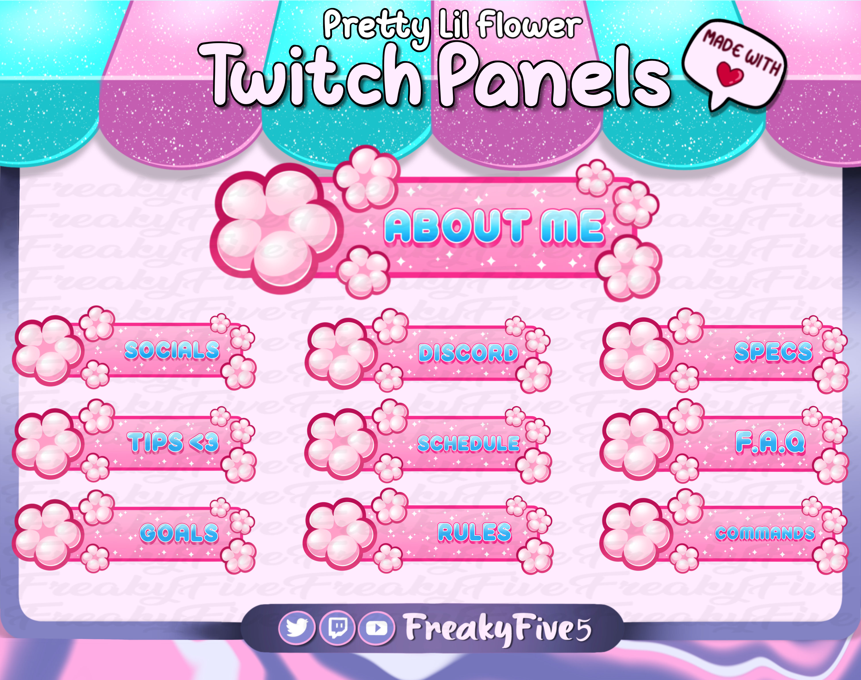 Sakura Flower Twitch Panels Pack Cute Panels for Your Twitch Stream ...
