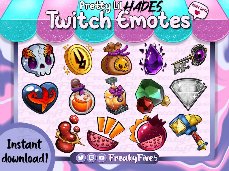 Hades-inspired Emotes and Sub Badges for Your Twitch Streams! Greek ...