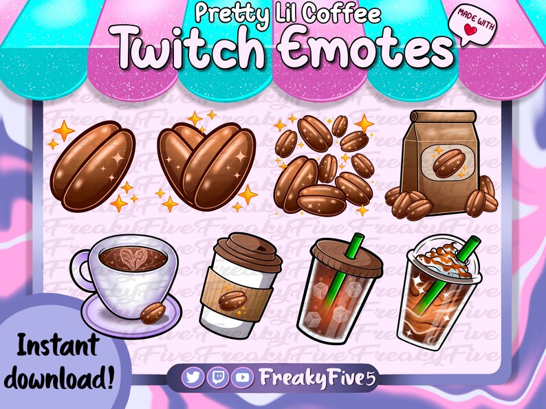 Coffee Emotes and Sub Badge Pack for Twitch and Discord - Etsy