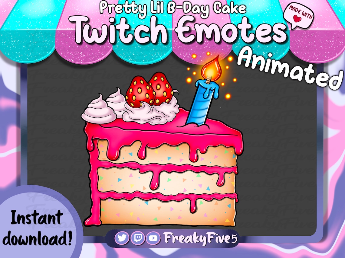 Birthday Cake ANIMATED Emote for Twitch and Discord Animated Space ...