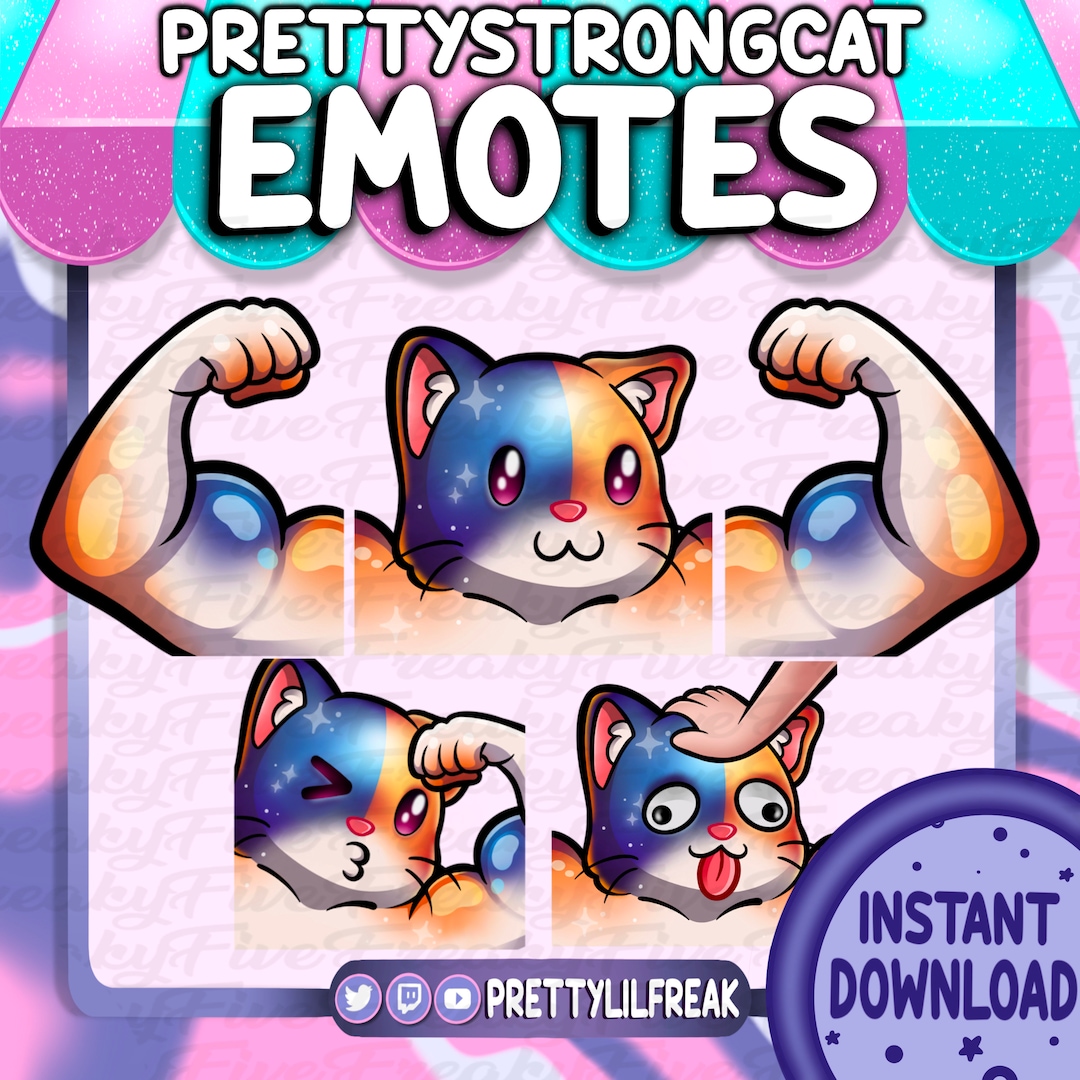 Strong Cat Emote Pack Character Twitch Emote Pack! Cute Cat Emotes ...