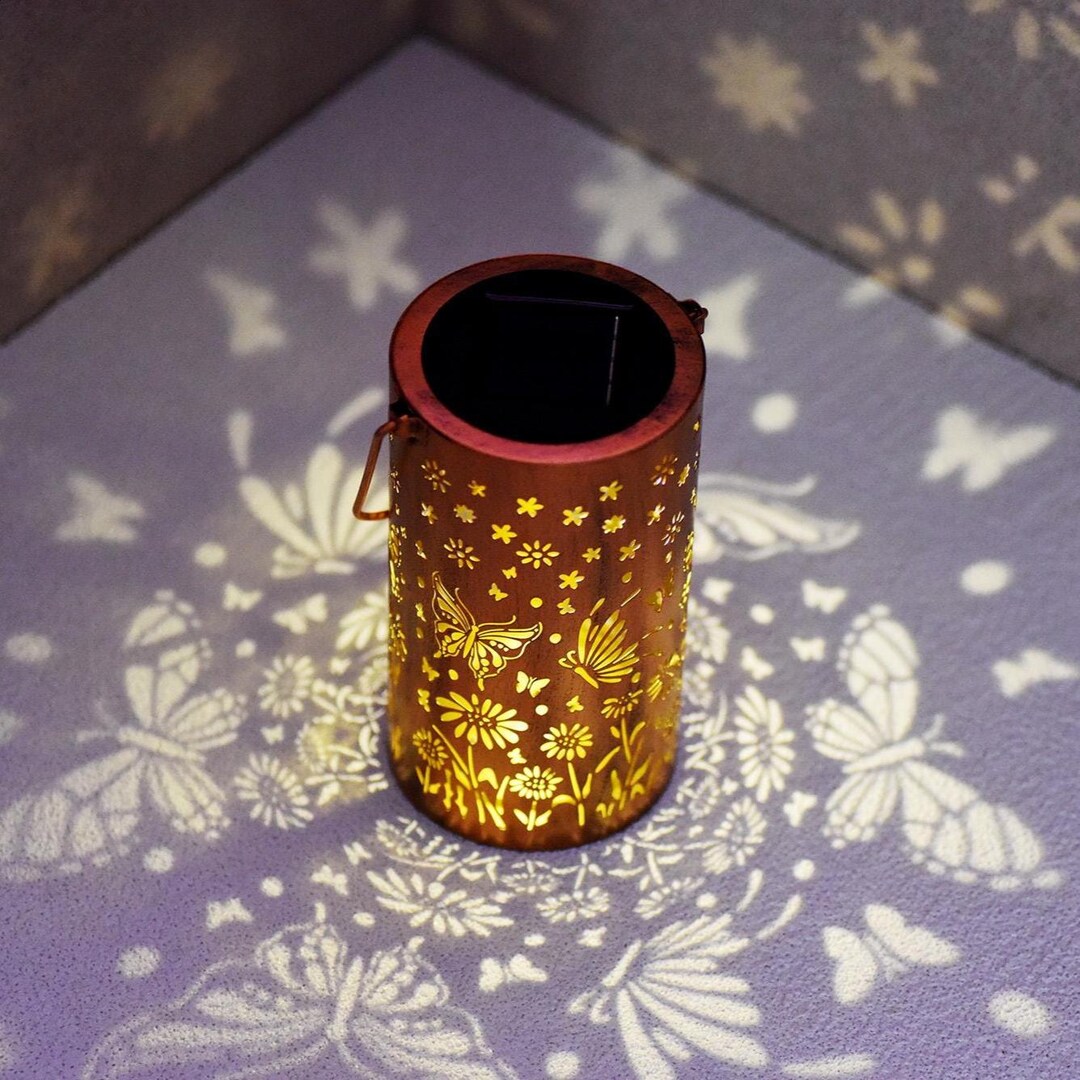 Butterfly Solar Lantern, Outdoor Hanging Garden Light, Metal Cut-out ...