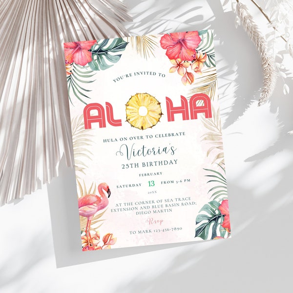 Aloha Luau Birthday Template - Etsy