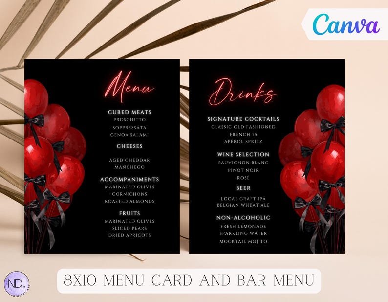 Red Balloon Party Menu Template, Grand Opening Menu (digital Download ...