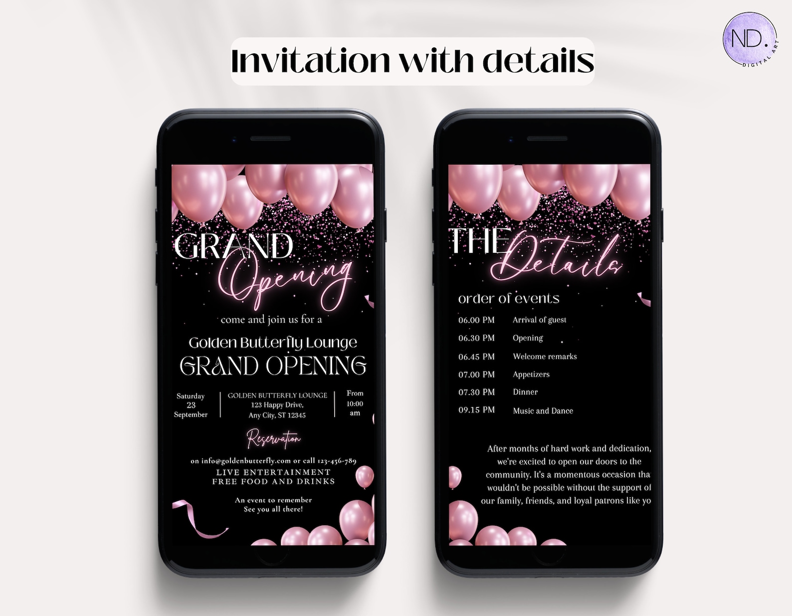 Editable Pink Grand Opening Invitation, Business Opening Invitation ...