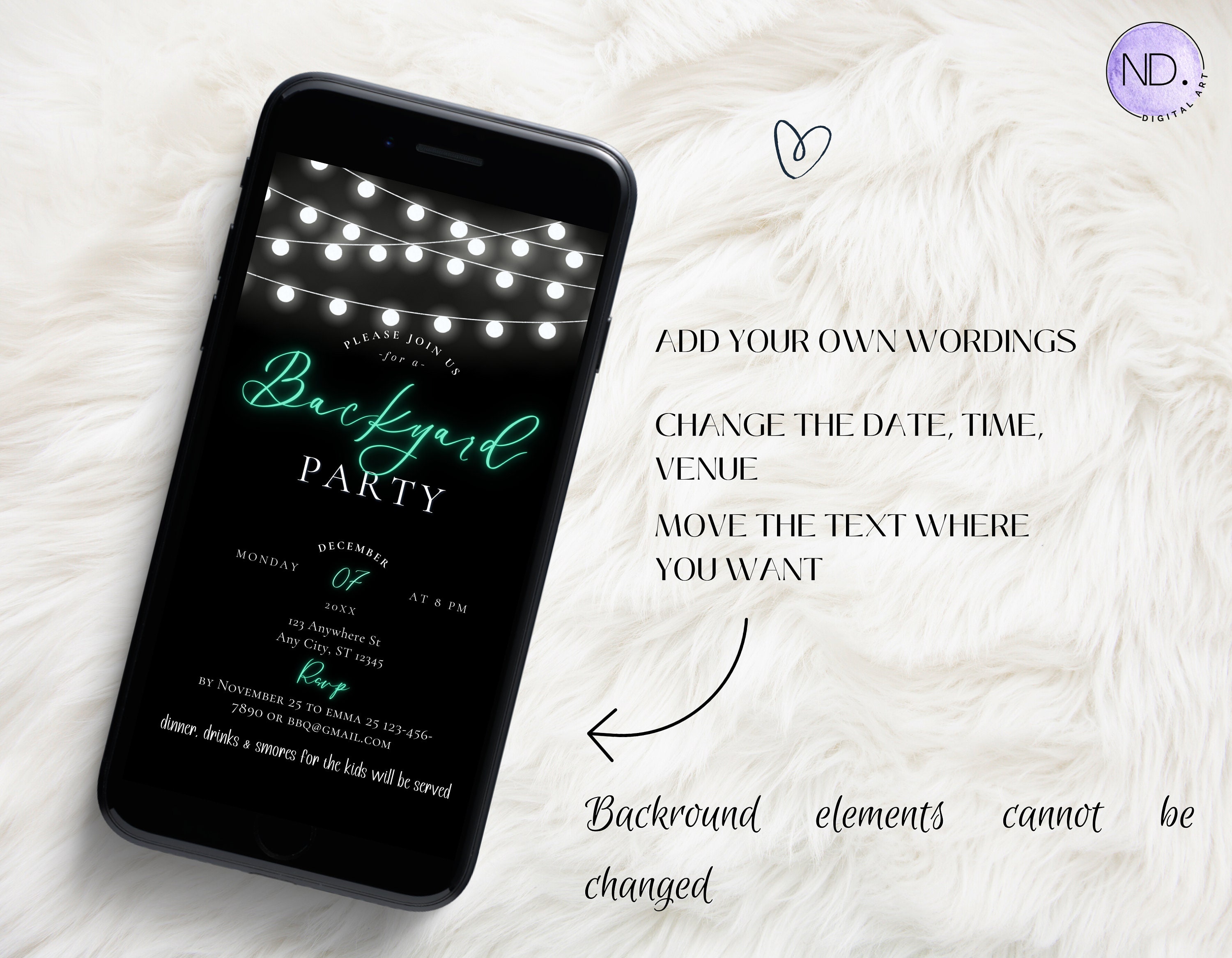 Editable Backyard Party Invitation, BBQ Party Invite, Outdoor Party ...