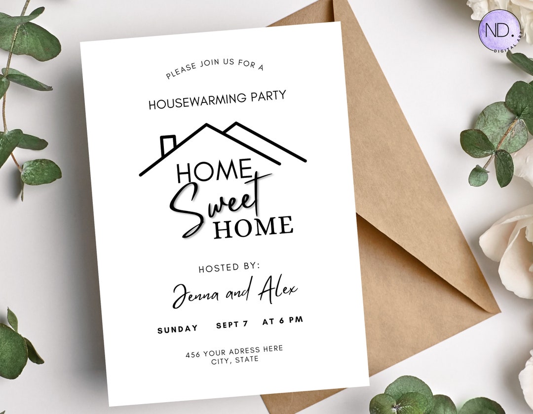 Buy Modern Housewarming Invitation, Home Sweet Home Party Invite ...