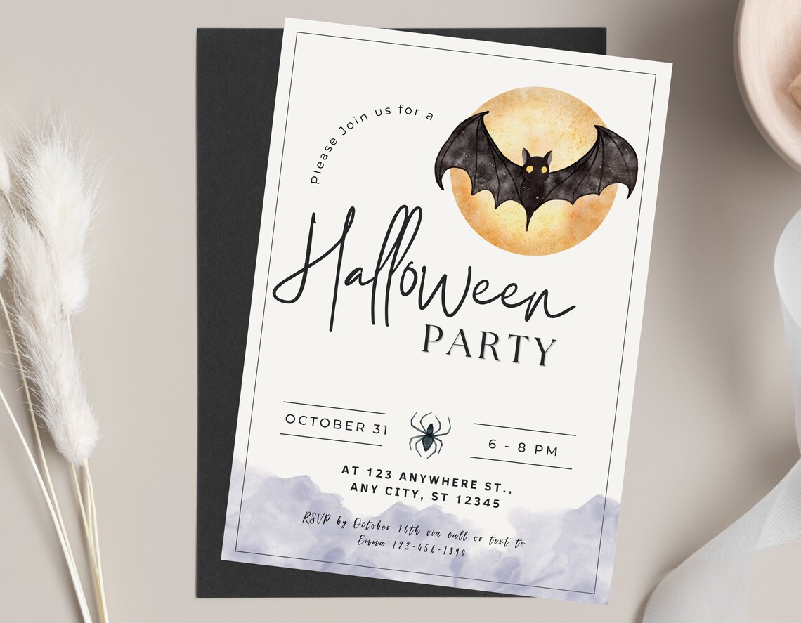 Editable Halloween Party Invitation for Adults Halloween Costume Party ...
