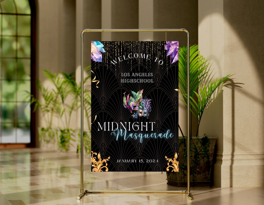 Masquerade Party Welcome Sign, Editable Masquerade Ball Welcome Poster ...