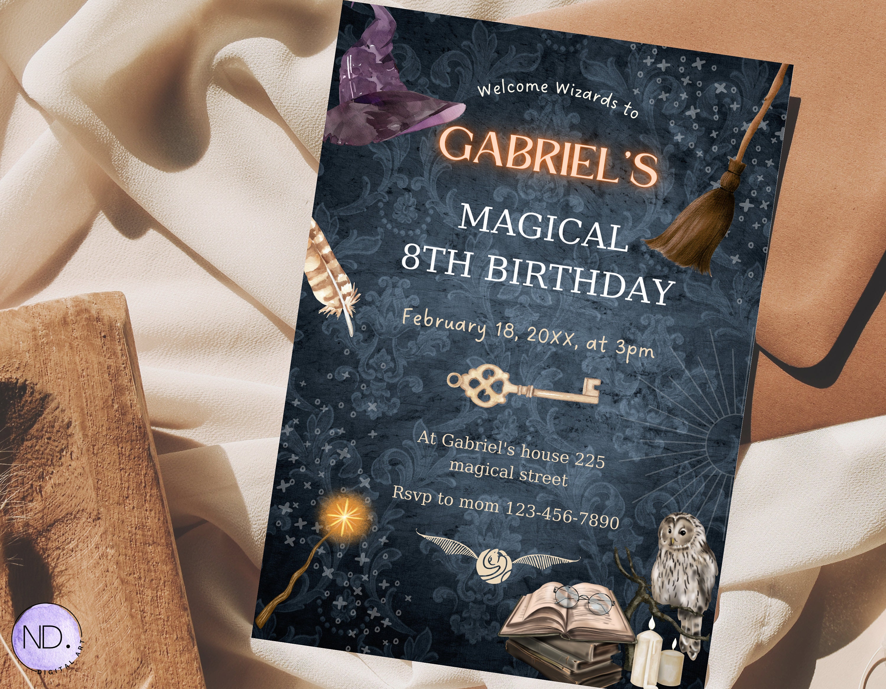 Wizard Birthday Invitation, Wizard Party Invite, Magical Birthday Boy ...