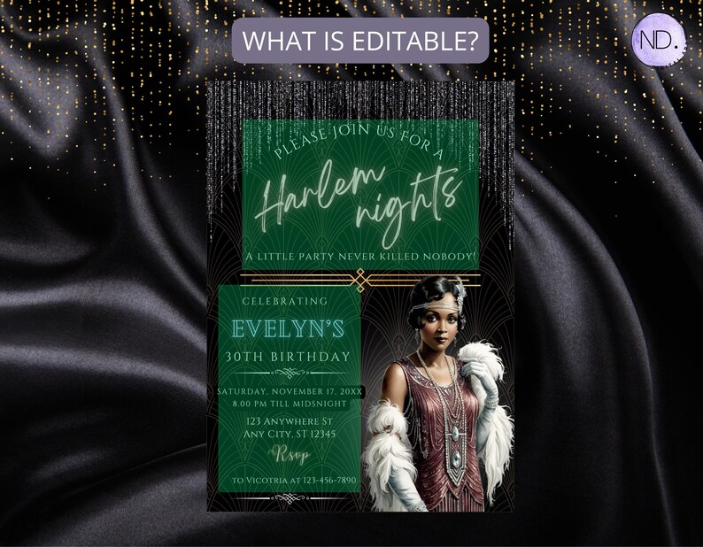 Harlem Nights Invitation Template, Gatsby Party Invite Save the Date ...