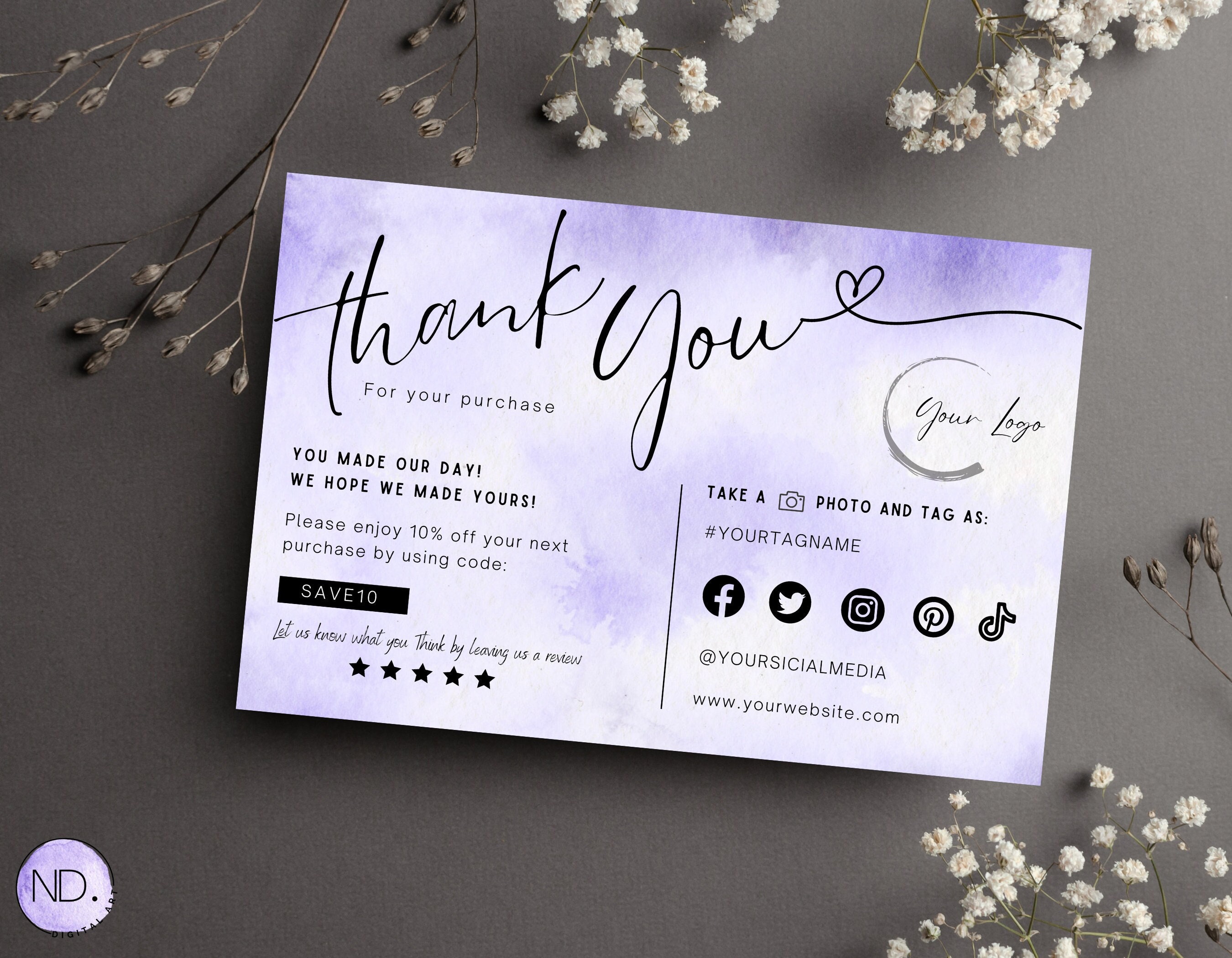 Small Business Thank You Card Template Editable Business Thank You Card ...