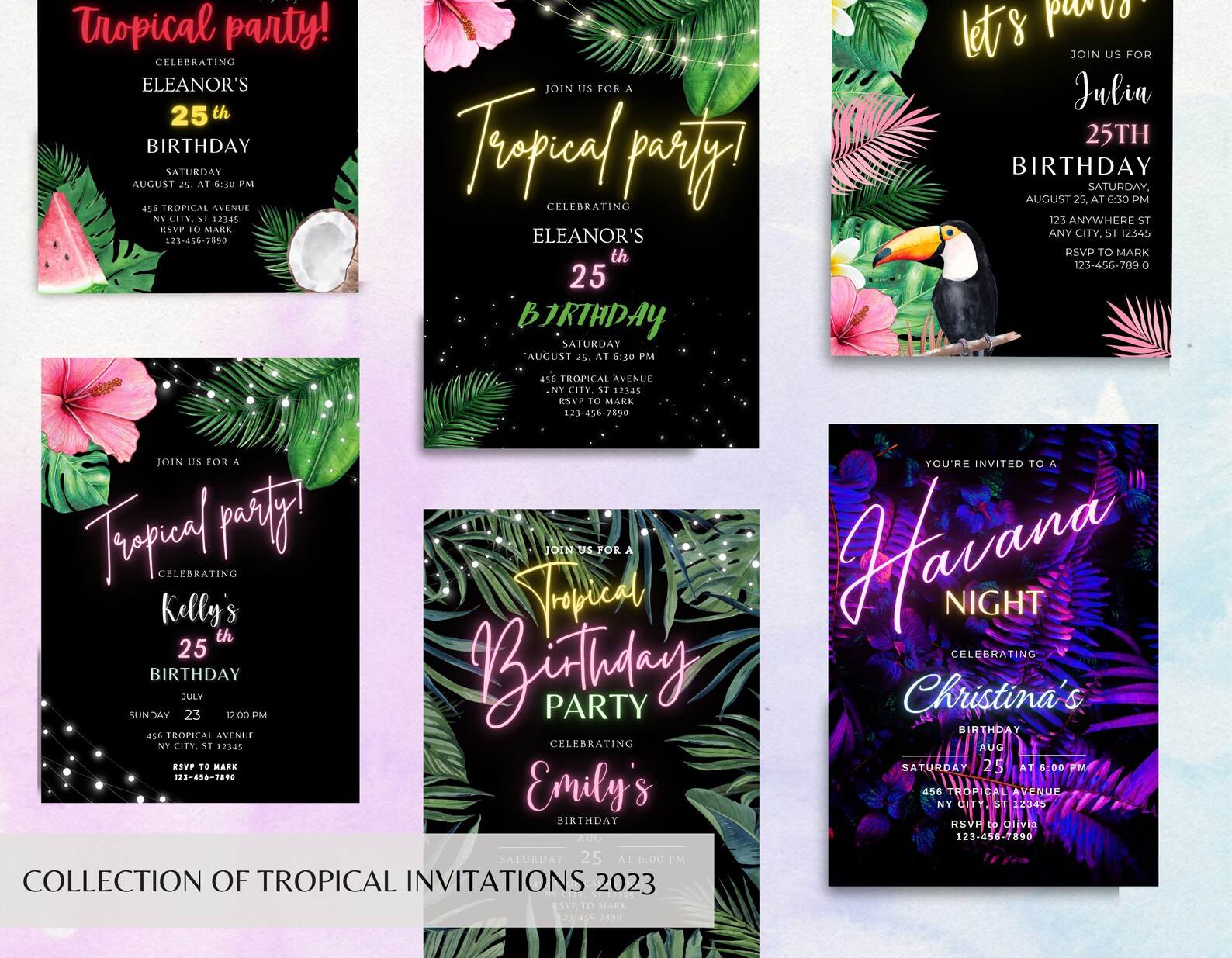 Editable Tropical Birthday Invitation Tropical Party Havana - Etsy