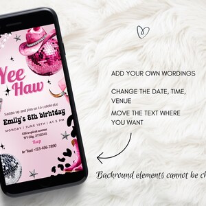 Editable Cowgirl Birthday Invitation, Pink Yee Haw Party, Rodeo ...