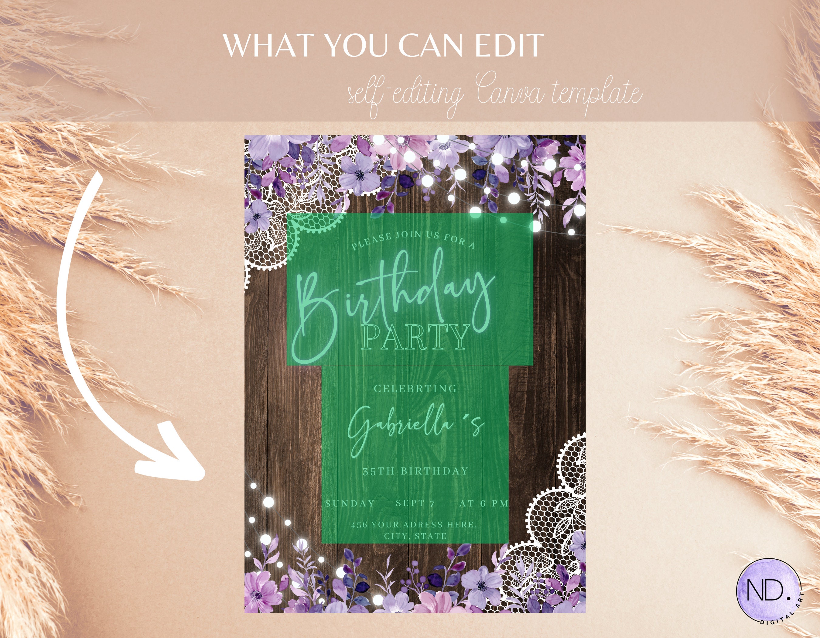 Rustic Birthday Party Invitation Editable Surprise Birthday - Etsy