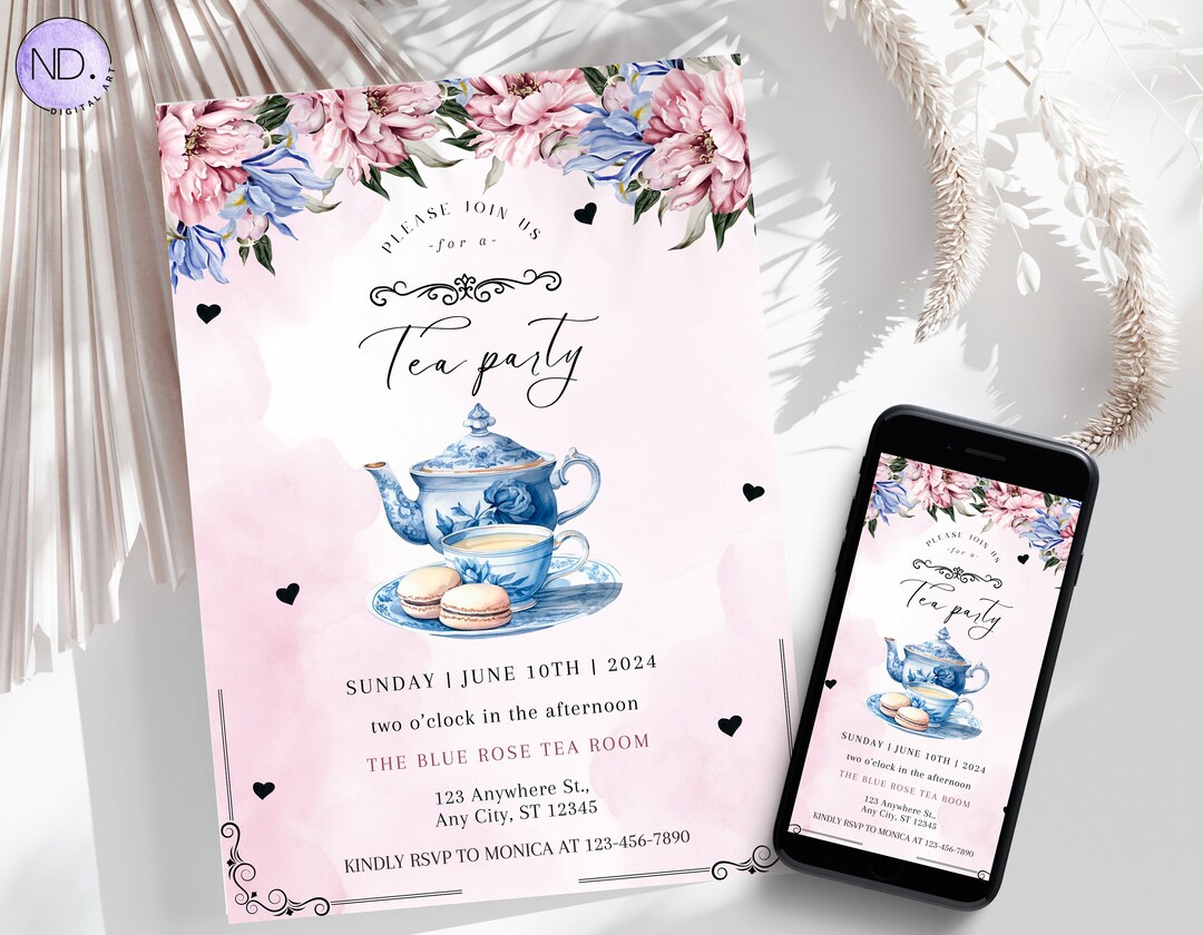 Editable High Tea Party Invitation Tea Party Brunch Invite, Par-tea ...