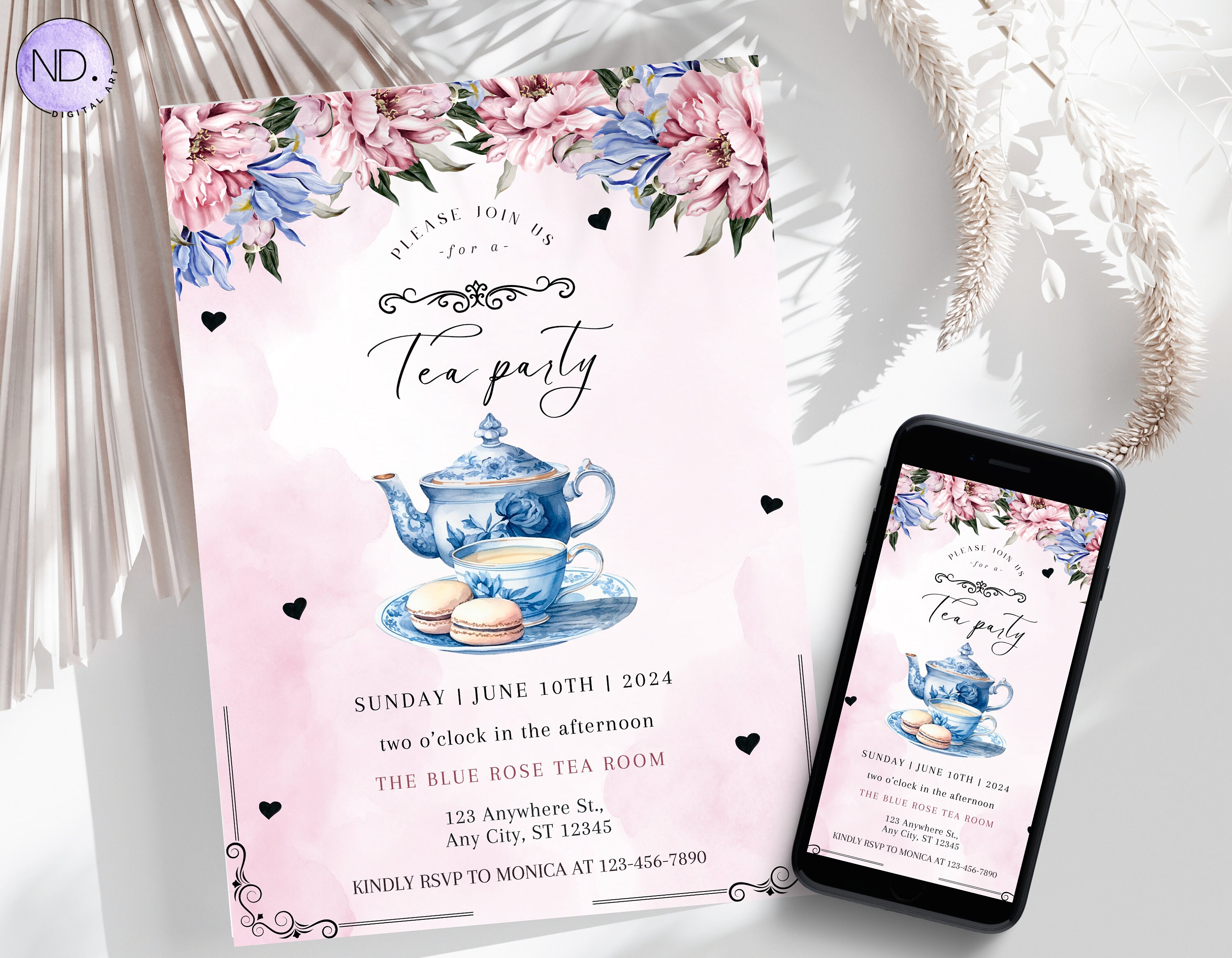 Editable High Tea Party Invitation Tea Party Brunch Invite, Par-tea ...