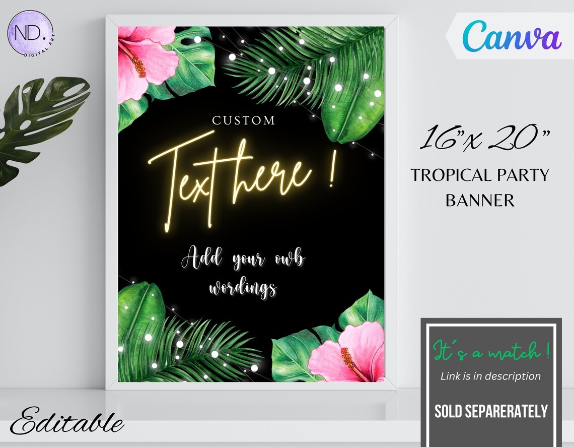 Editable Tropical Birthday Invitation Tropical Party Havana Hawaii ...
