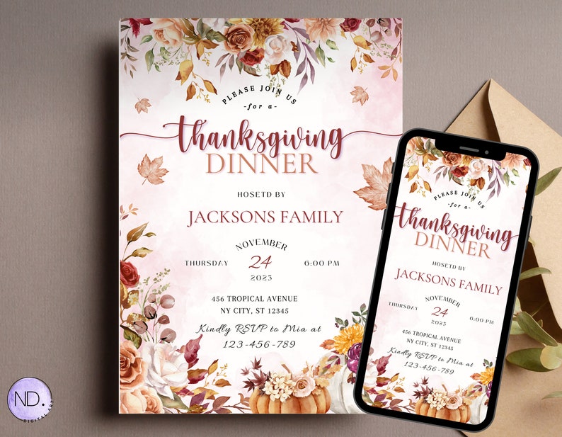 Editable Thanksgiving Dinner Invitation Fall Appreciation - Etsy
