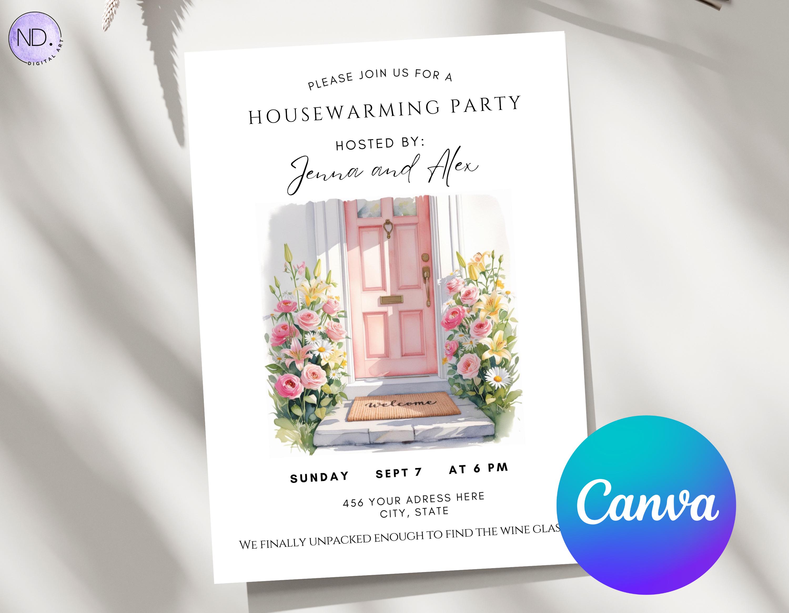 Editable Watercolor House Warming Invitation, Cozy New Home Invite ...